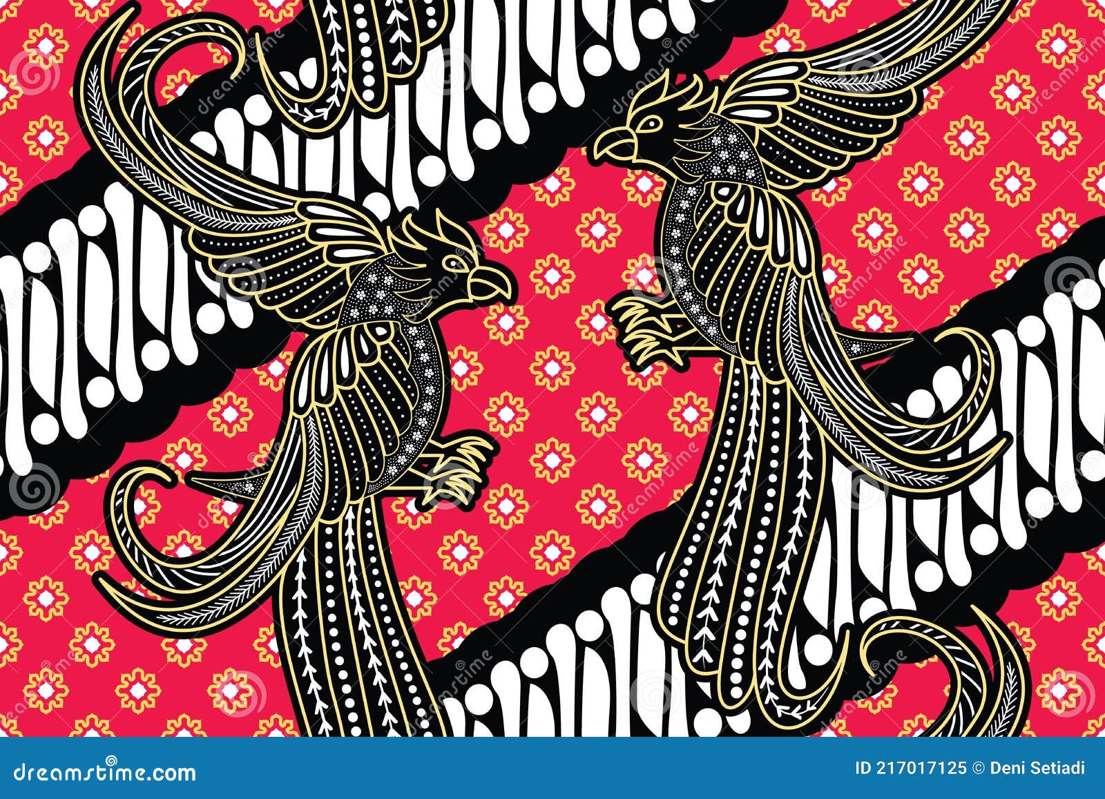Seamless Pattern with Phoenix Vector Stock Vector - Illustration of ...