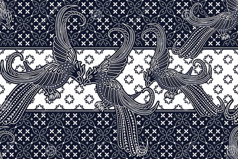 Seamless Pattern with Phoenix Vector Stock Vector - Illustration of ...