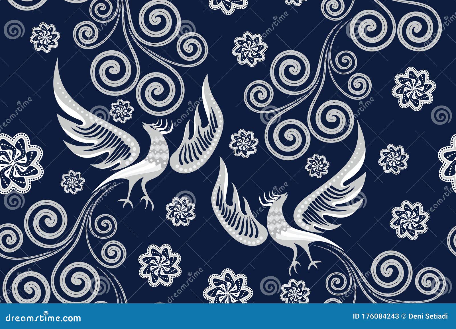 Seamless Pattern with Phoenix Vector Illustration Stock Vector ...