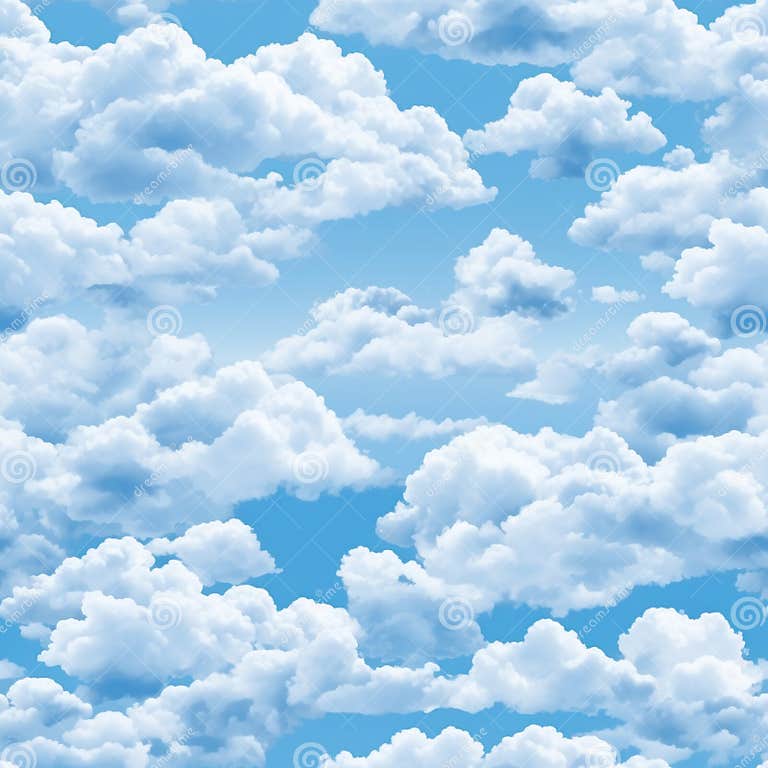Seamless Pattern Photo Realistic Blue Sky and Clouds Textures for ...