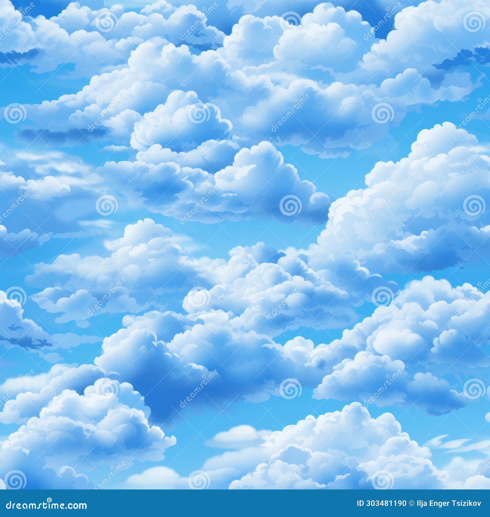 Seamless Pattern of Photo Realistic Blue Sky and Clouds Textures for ...