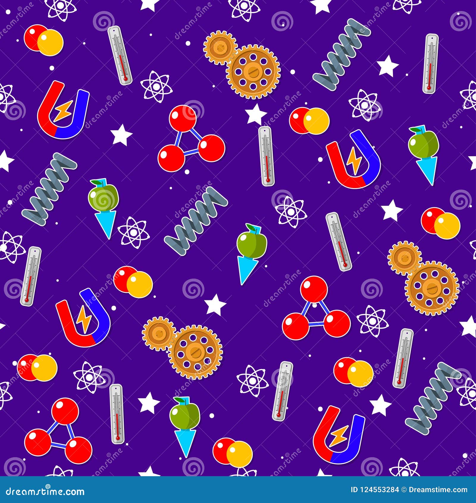 Seamless Pattern on the Physics School Theme. Stock Illustration ...