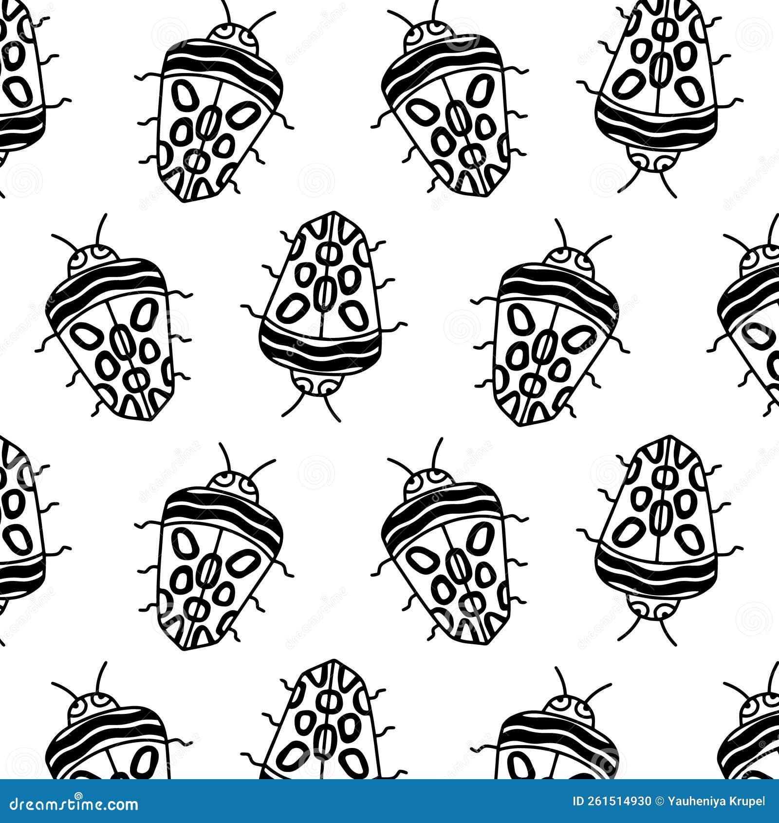 Seamless Pattern with Picasso Beetle. Children S Pattern with a Beetle ...