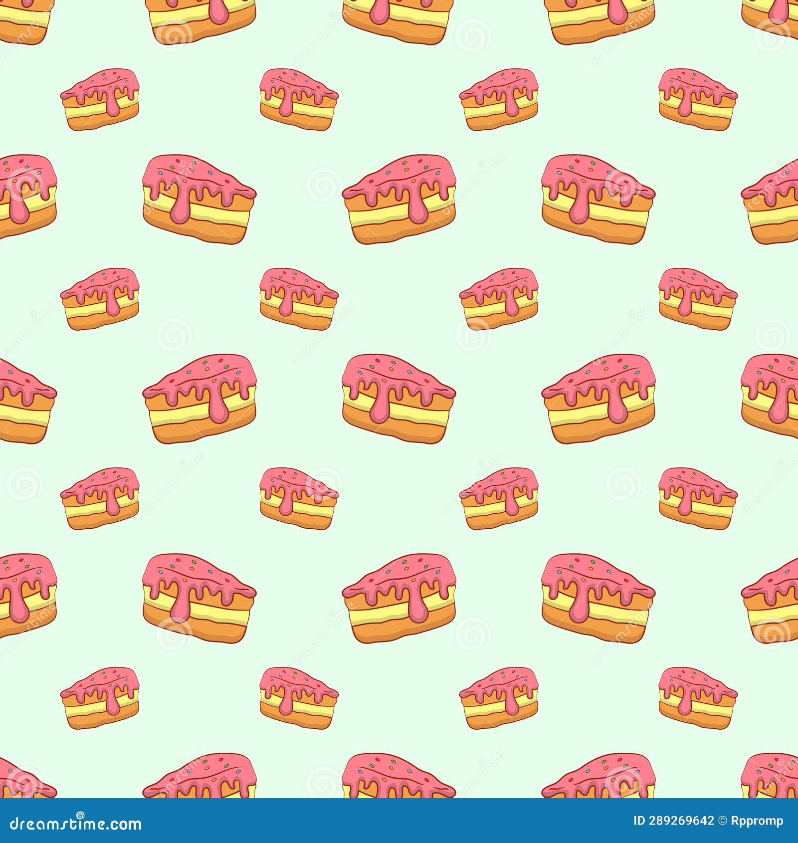 Seamless Pattern with Pieces of Cakes, Pies in Doodle Vintage Style ...