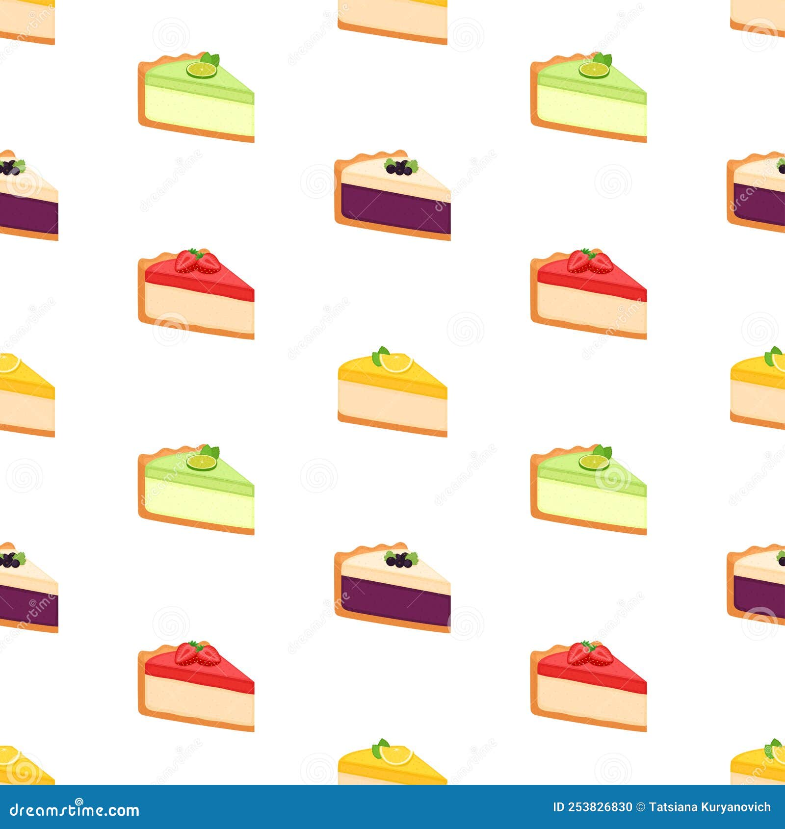 Seamless Pattern with Pieces of Cheesecakes. Background with Slices of ...
