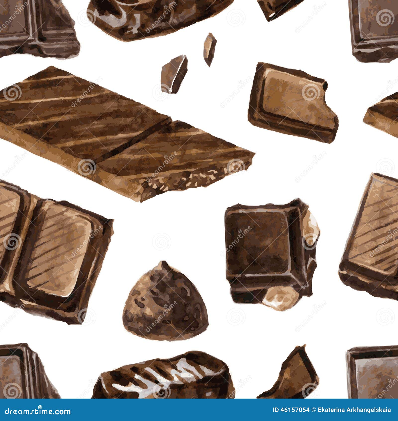 Seamless Pattern with Pieces of Chocolate Stock Vector - Illustration ...
