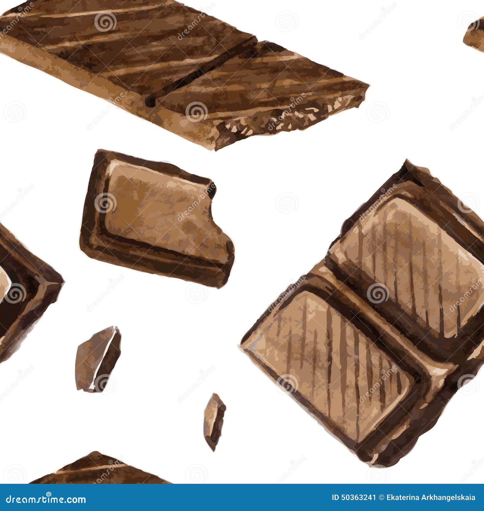 Seamless Pattern with Pieces of Chocolate Stock Vector - Illustration ...