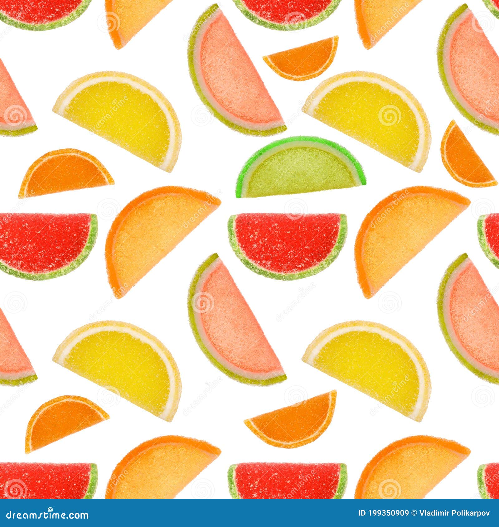 Seamless Pattern of Pieces of Colored Marmalade Isolated on White ...