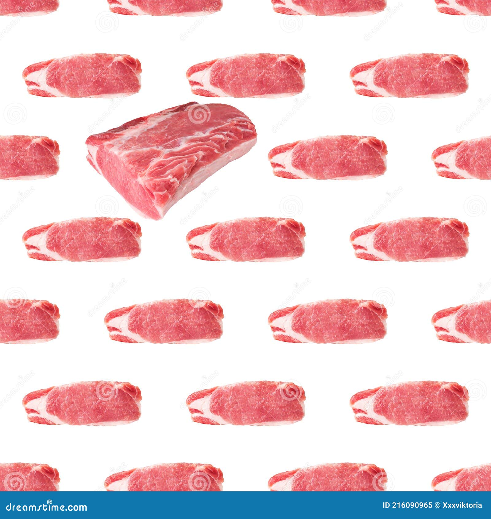 Seamless Pattern with Pieces of Pork Loin or Pork Chop Stock Image ...