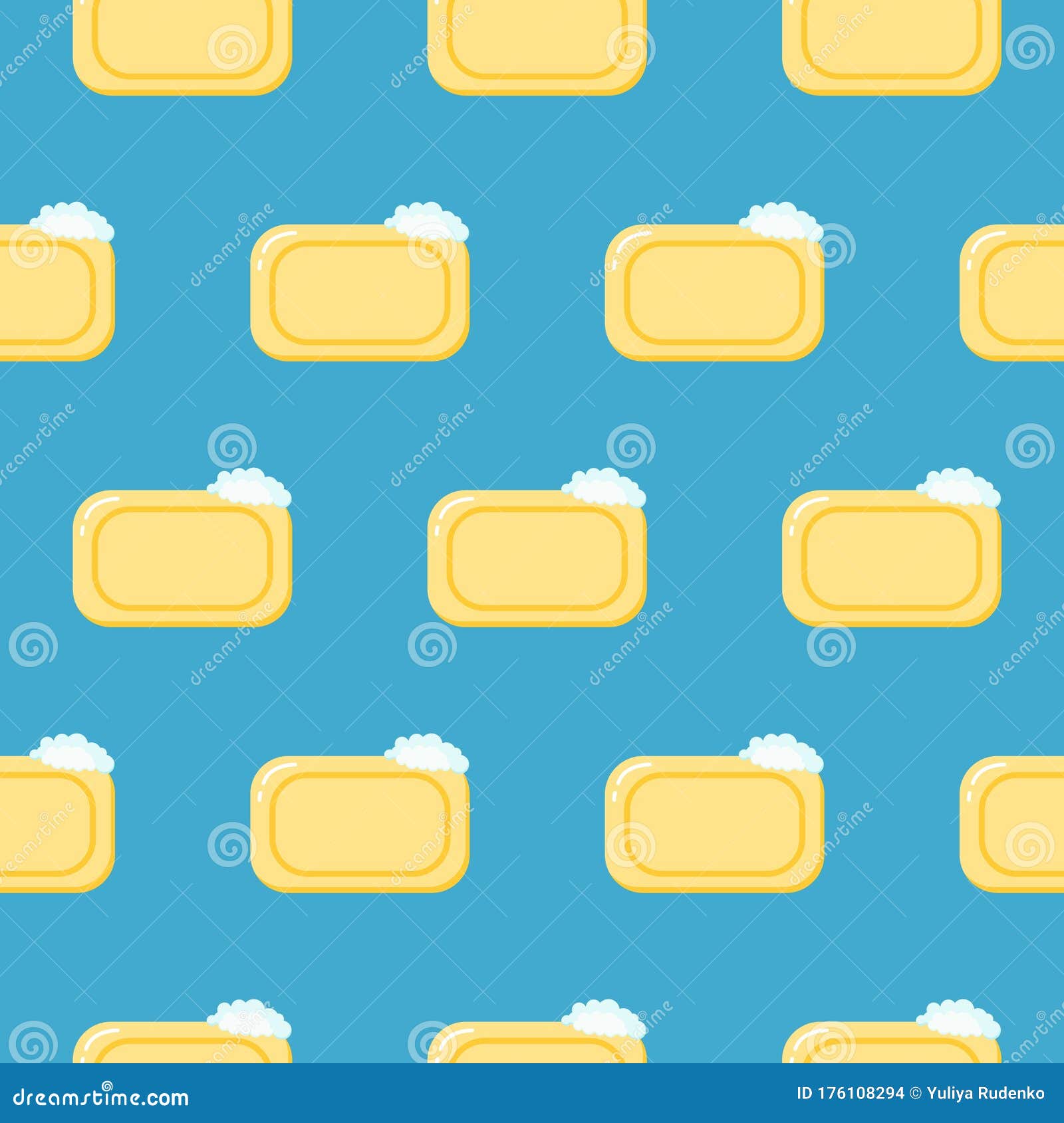 Seamless Pattern Pieces of Solid Yellow Soap. Color Illustration on a ...