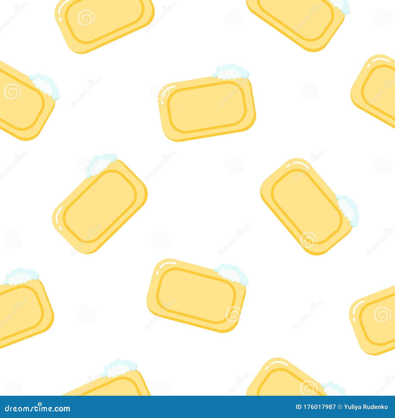 Seamless Pattern Pieces of Solid Yellow Soap. Color Illustration on a ...