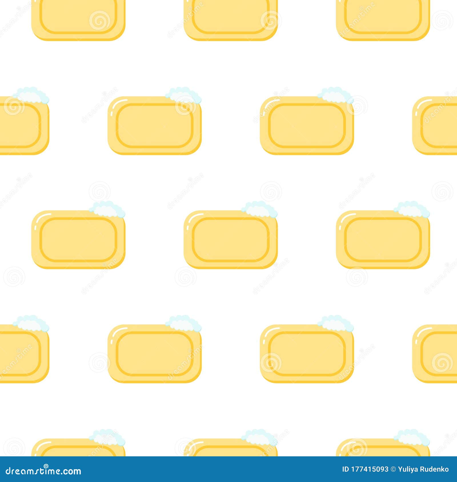 Seamless Pattern Pieces of Solid Yellow Soap. Color Illustration on a ...
