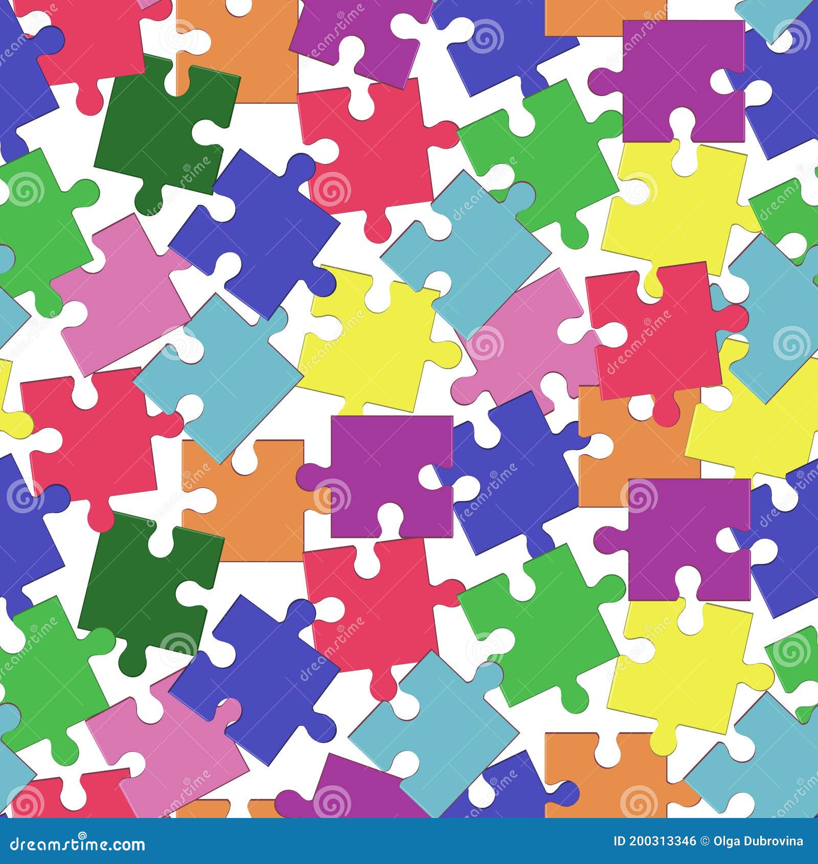 Seamless Pattern of Pieces of Vector Puzzle of Different Colors ...
