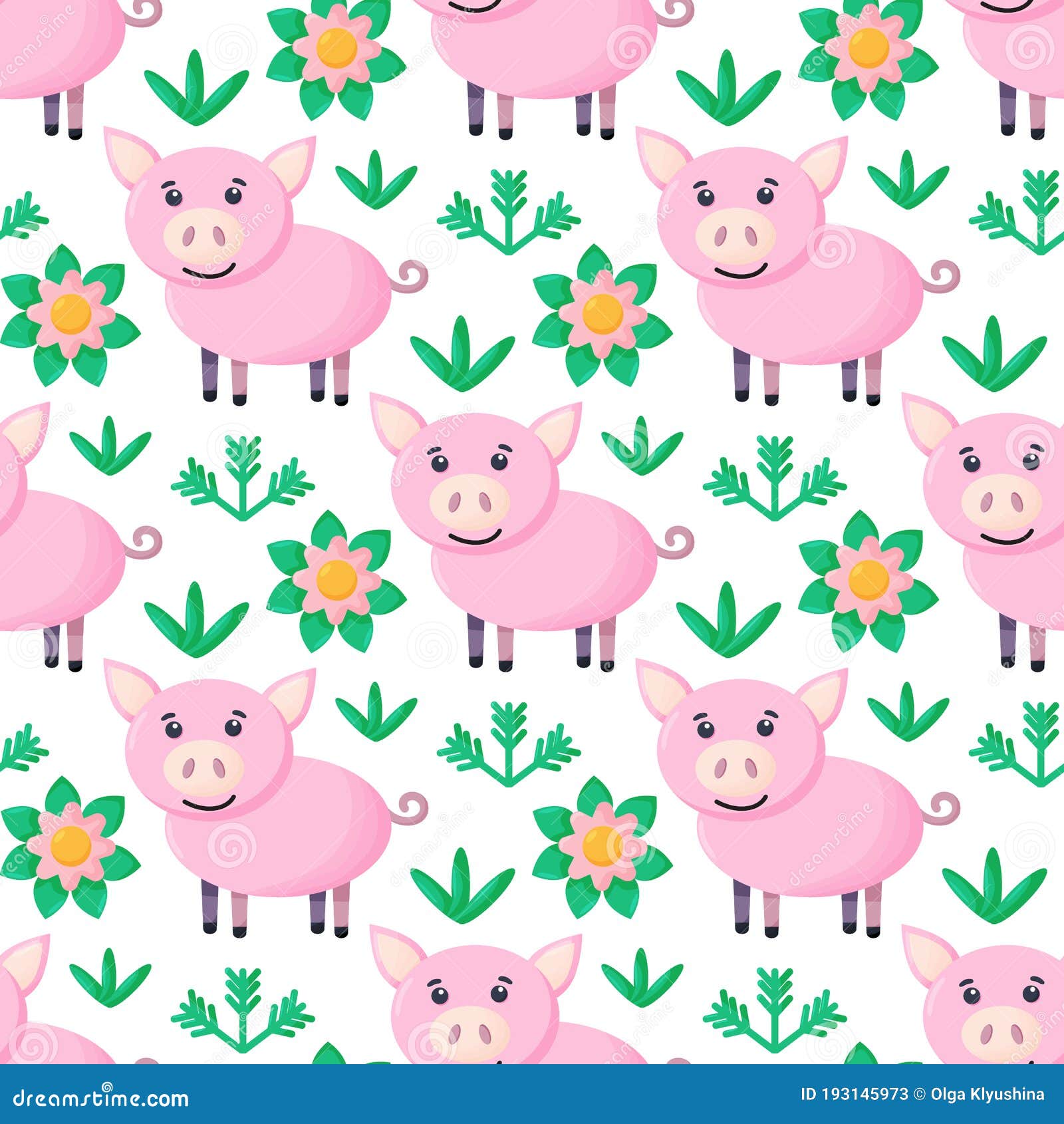 Seamless Pattern with Pig, Vector Textile Fabric Print Vector ...