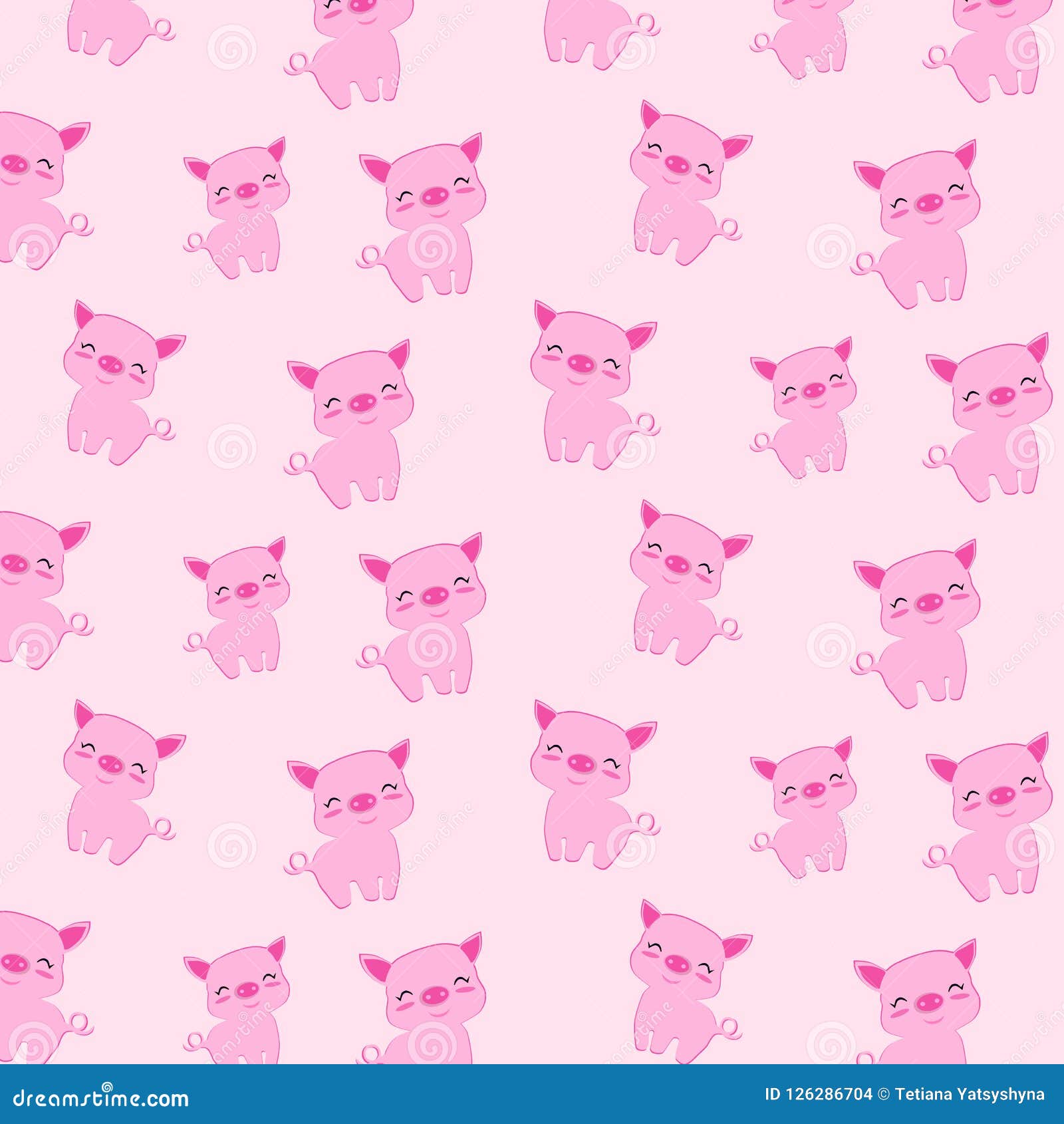 Seamless Pattern with Pig, Vector Textile Print Vector Illustration ...