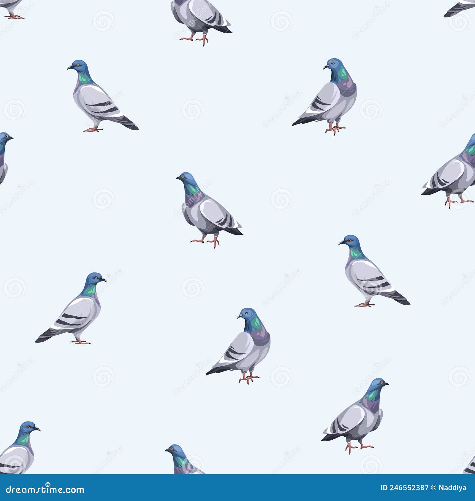 Seamless Pattern with Pigeons. Vector Illustration Stock Vector ...
