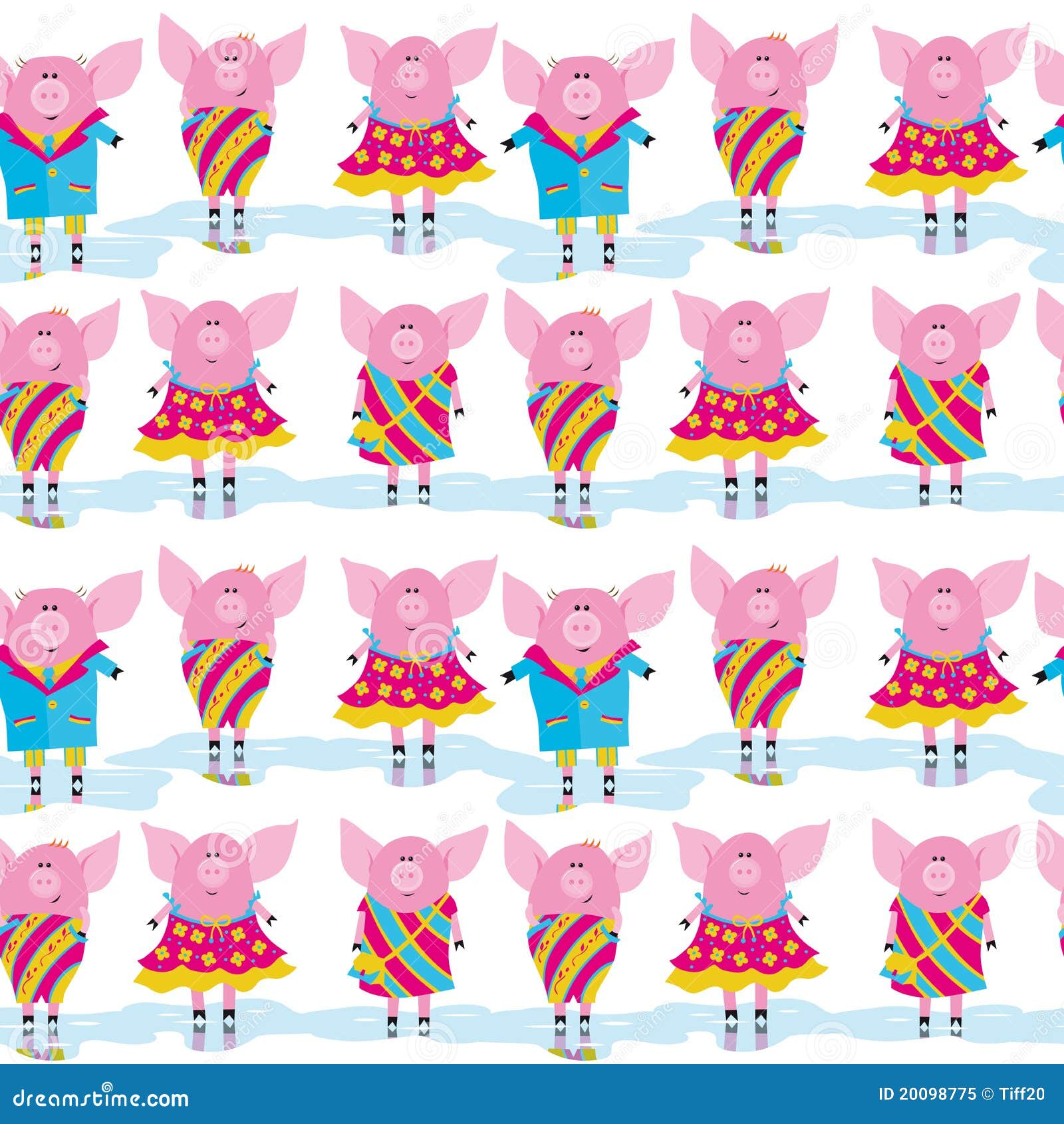 Seamless pattern - pigs stock vector. Illustration of clothes - 20098775