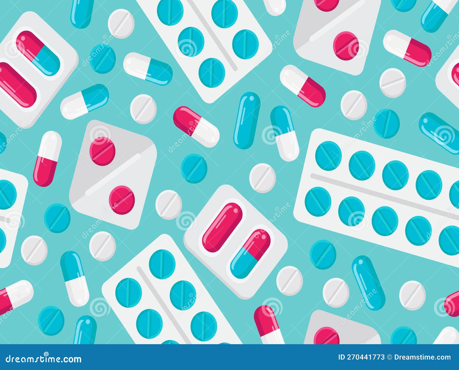 Seamless Pattern with Pills. Blisters with Capsules and Tablets Stock ...