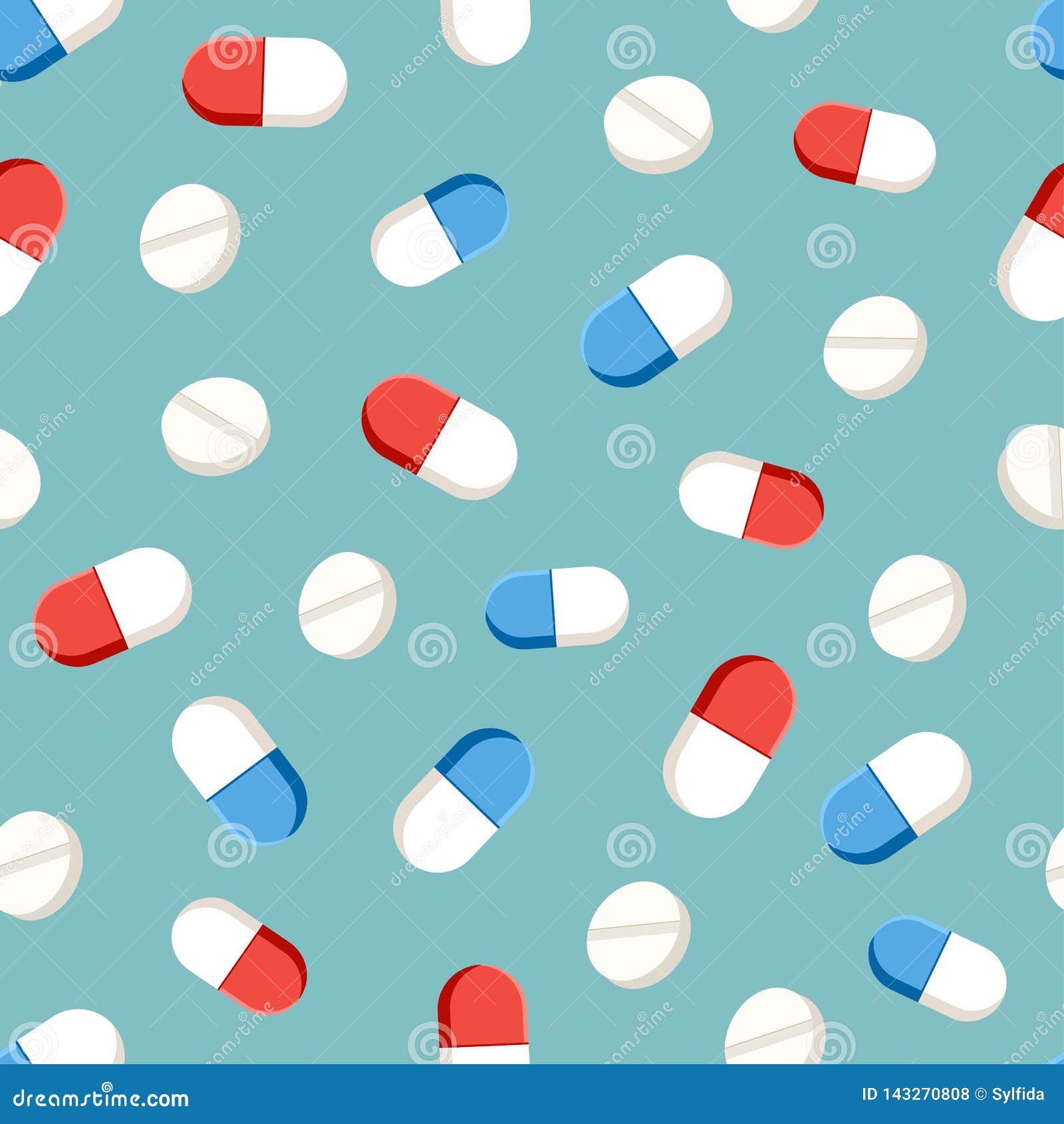 Seamless Pattern With Pills On Green Background. Vector Illustration ...