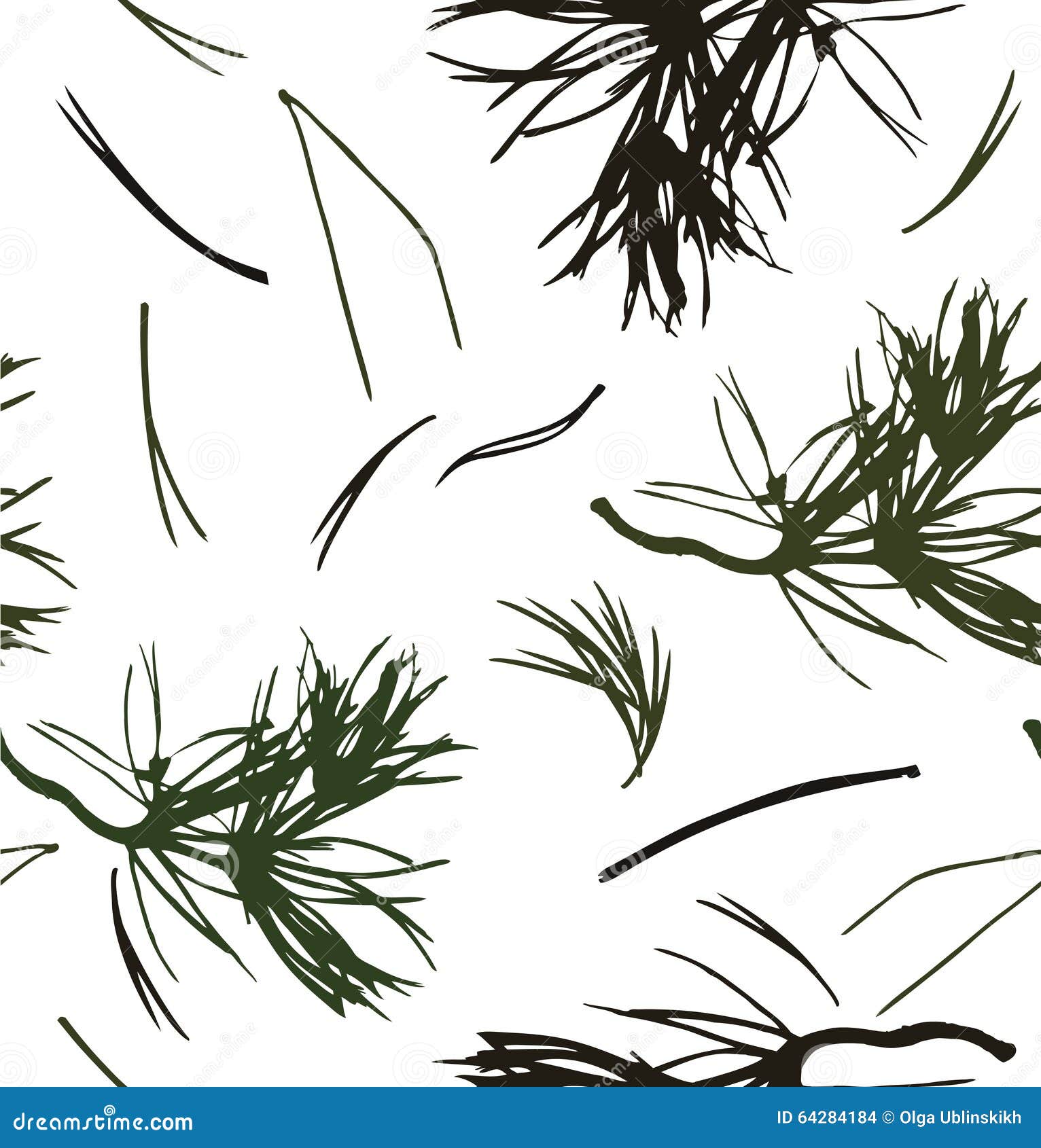 Seamless Pattern with Pine Branches Stock Vector - Illustration of floral, decorative: 64284184