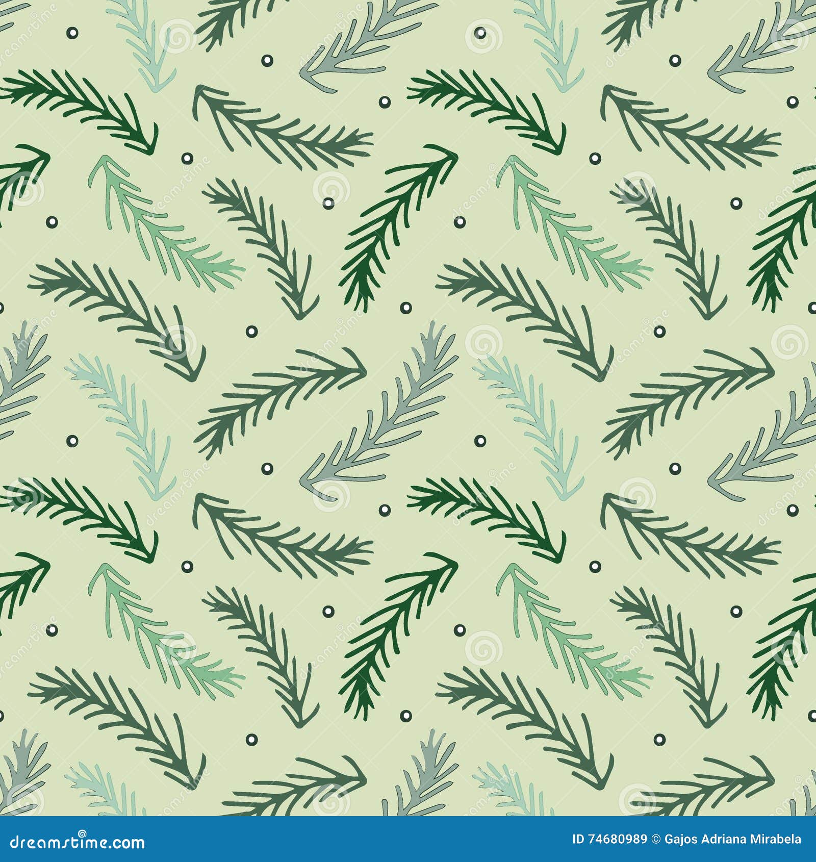 Seamless Pattern with Pine Branches. Vector Pattern. Stock Illustration - Illustration of ...