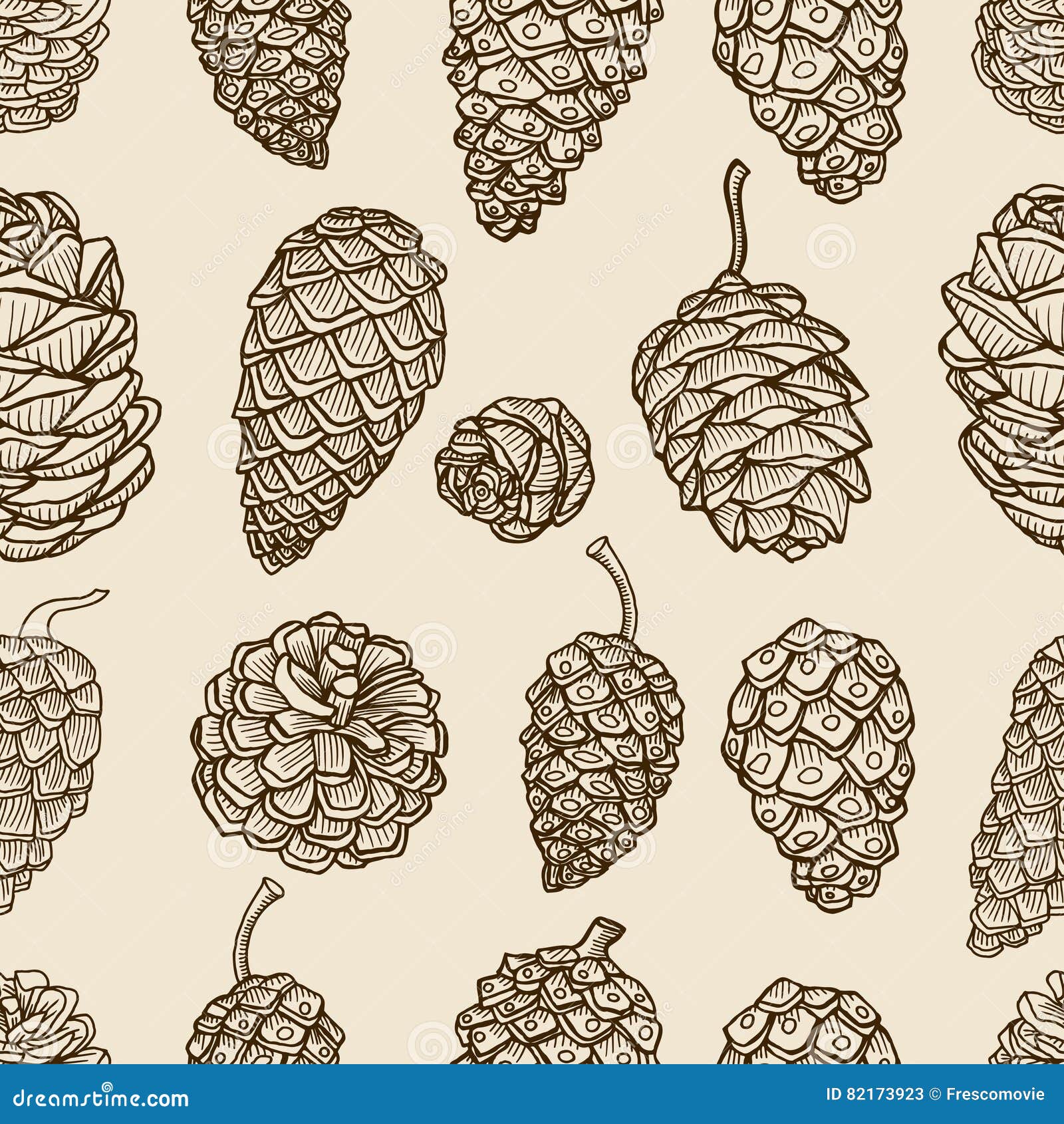Seamless Pattern with Pine Cones Stock Vector - Illustration of ...