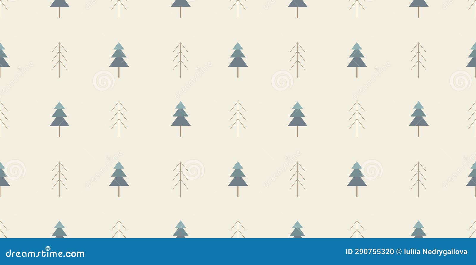 Seamless Pattern with Pine and Trees, Winter Holidays Design, Vector ...