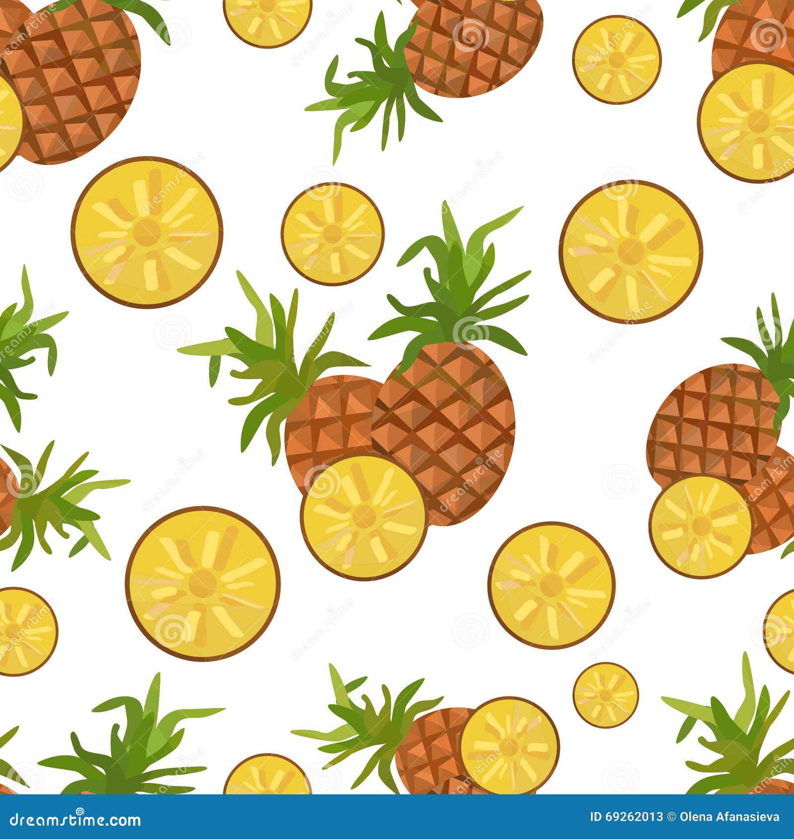Seamless Pattern Pineapple and Leaves Stock Vector - Illustration of ...