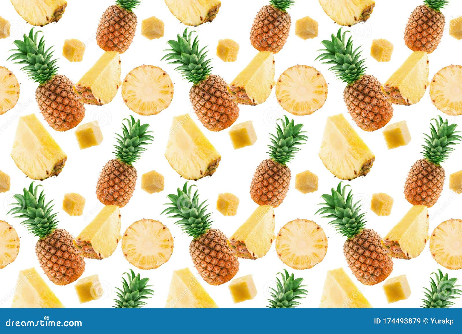 Seamless Pattern with Pineapple and Pineapple Slices Stock Image ...