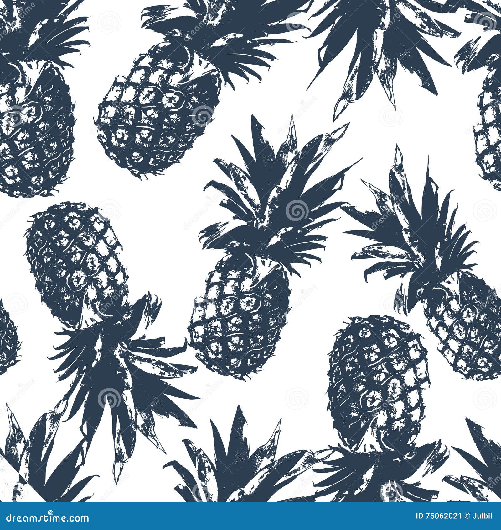 The Pattern Of Pineapple. The Backgroung Of Pineapple On The Blue Color ...
