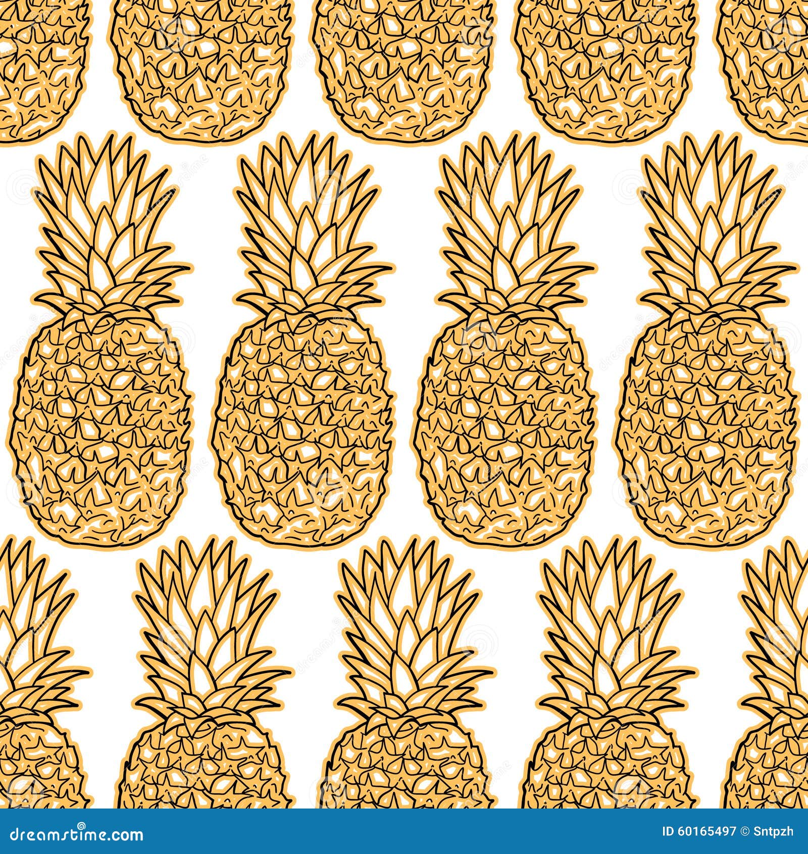 Seamless Pattern with Pineapples. Graphic Stylized Drawing Stock Vector - Illustration of fresh ...