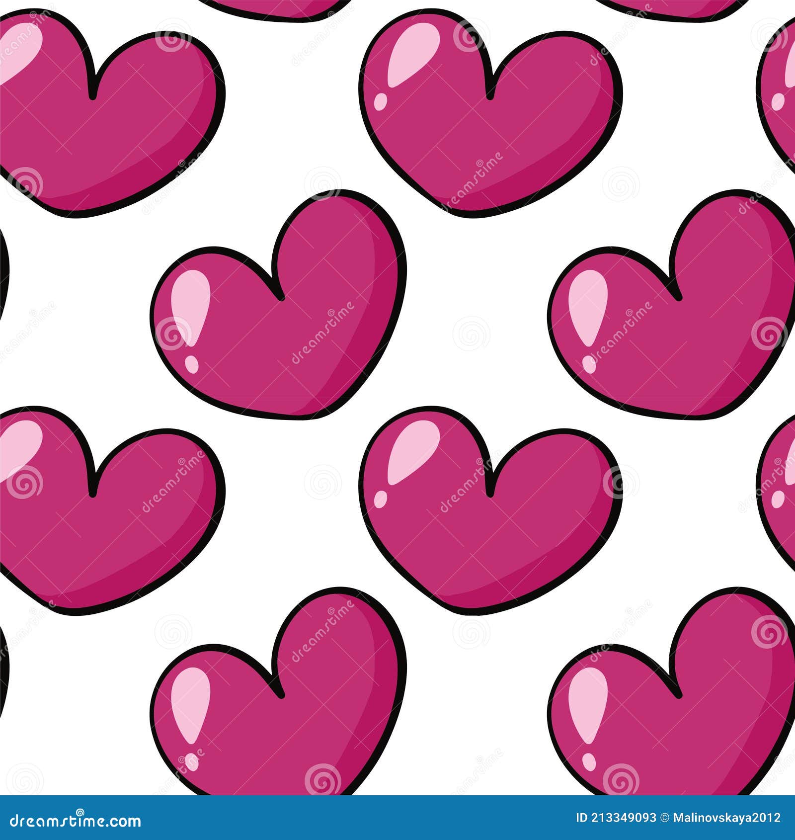 Seamless Pattern with Pink Big Hearts. Background with Bright Hearts ...