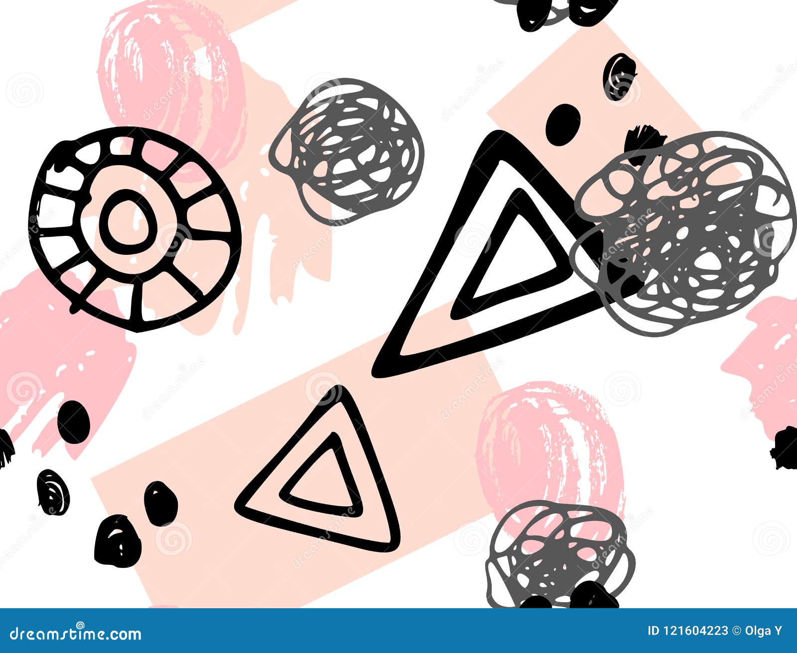 Seamless Pattern with Pink and Black Elements on White Background Stock ...