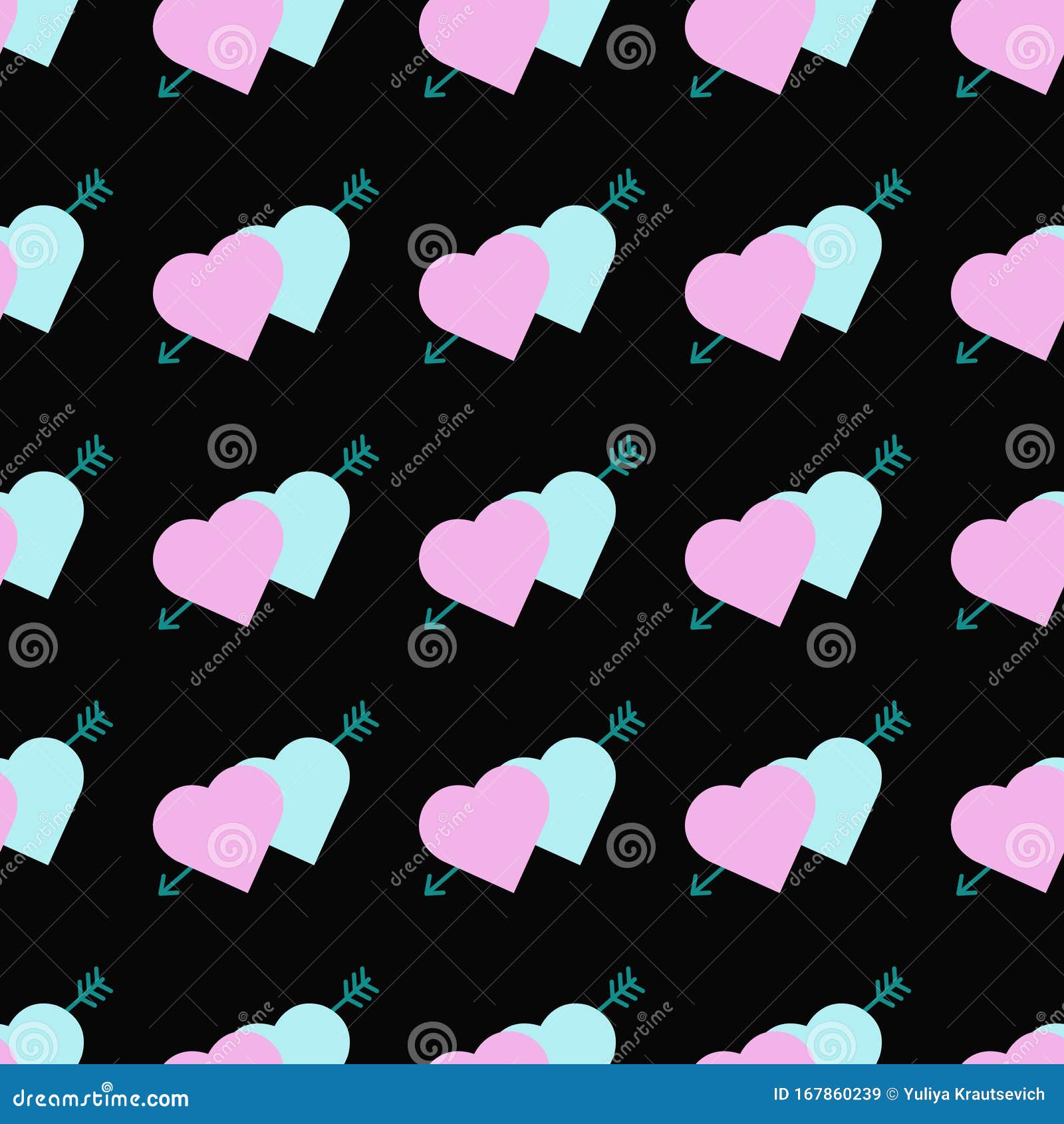 Seamless Pattern with Pink and Blue Hearts. Vector Illustration Stock ...