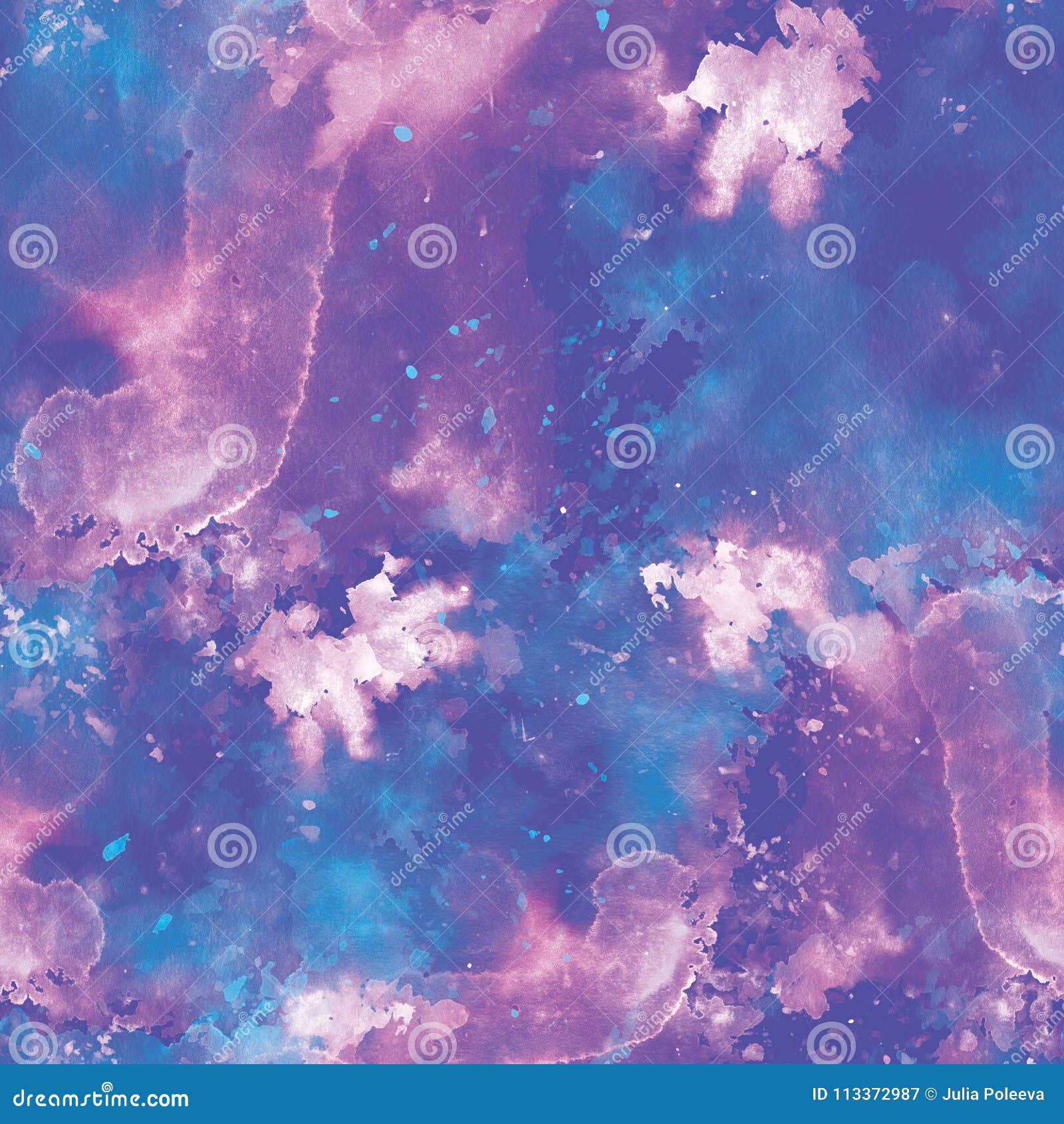 Seamless Pattern of Pink, Blue and Purple Watercolor Blots for ...