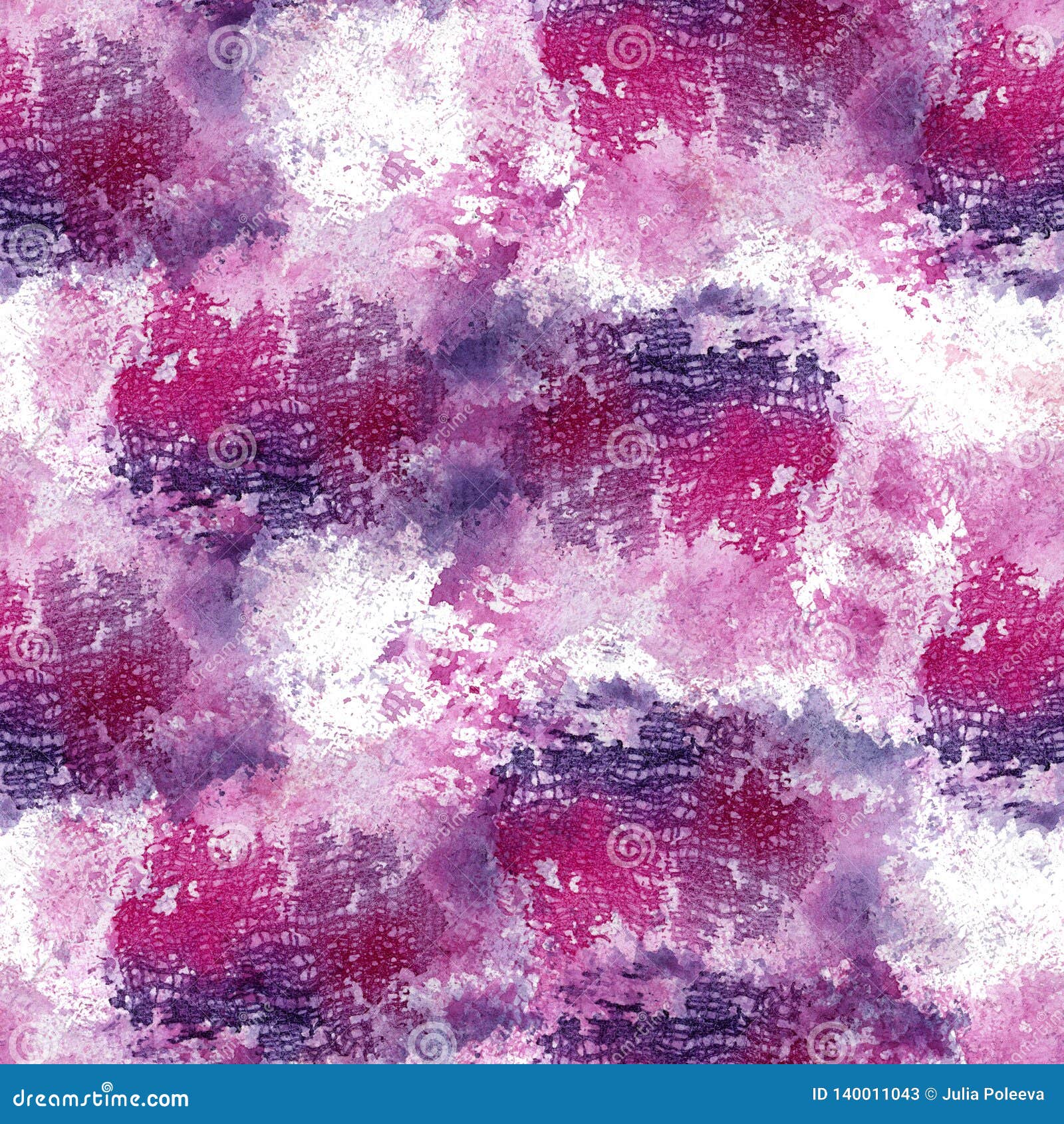 Seamless Pattern of Pink, Blue and Purple Watercolor Blots for ...