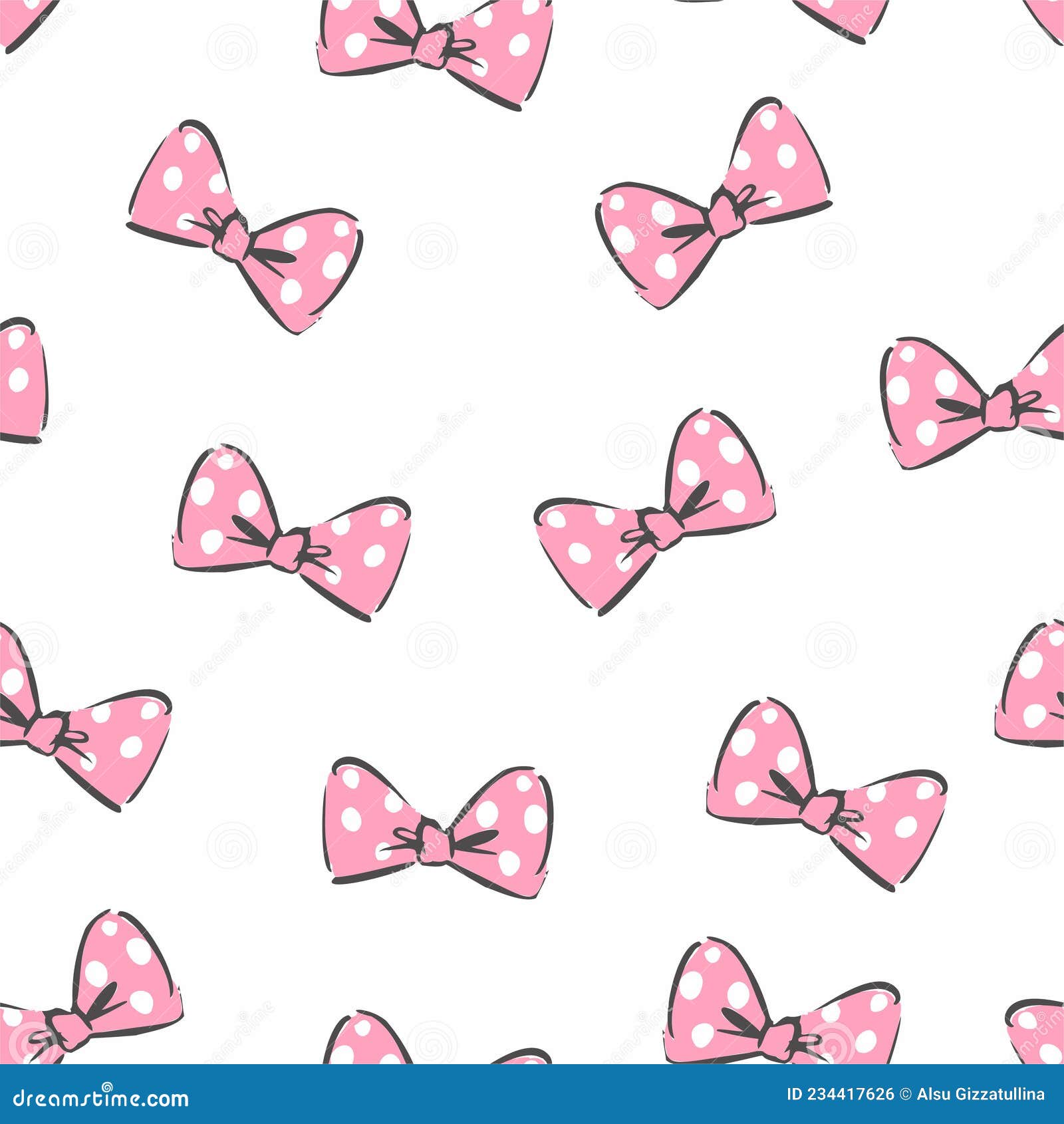 Seamless Pattern with Pink Bow on a White Background Vector Fashion ...