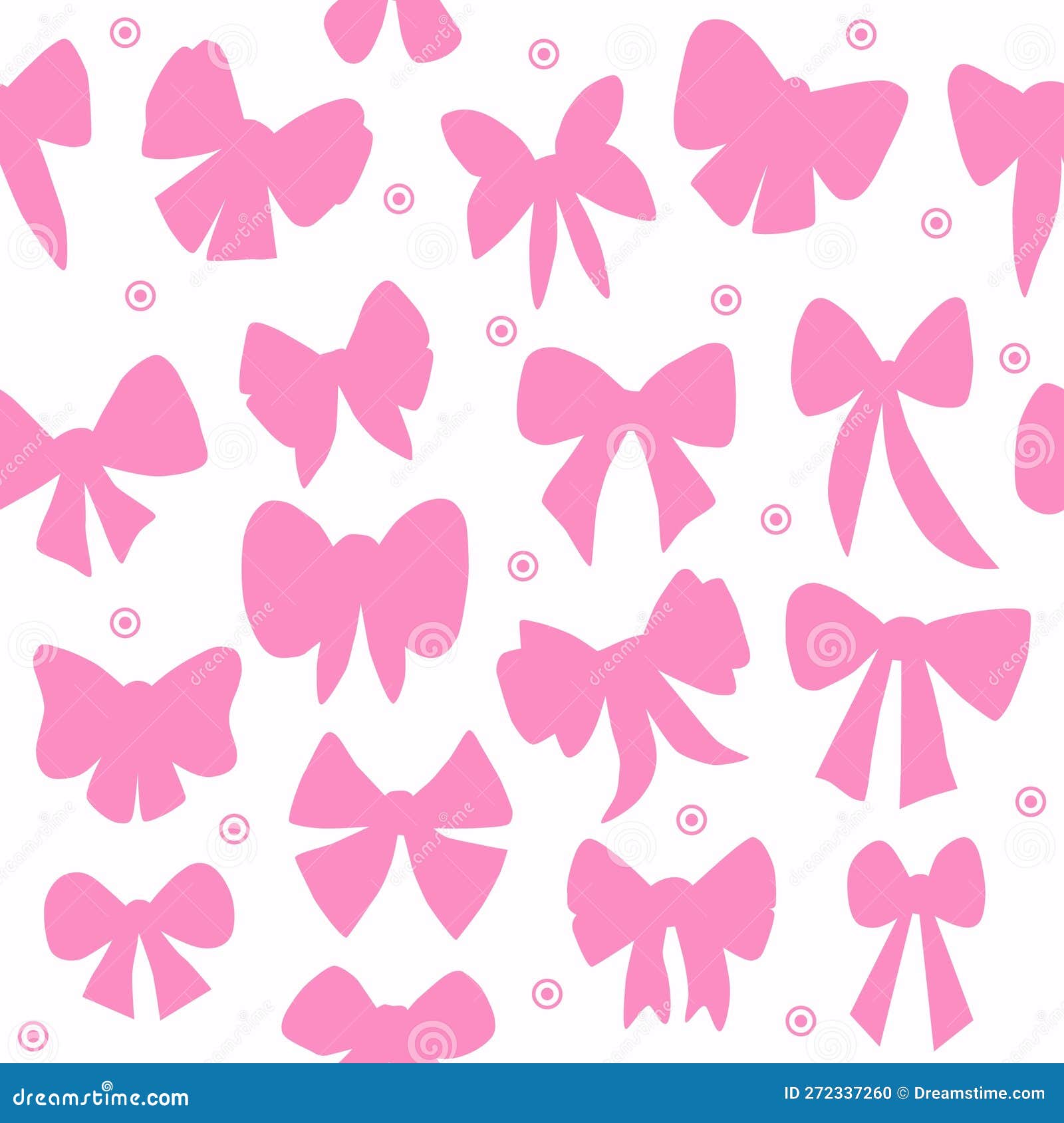 Seamless Pattern with Pink Bow on a White Background Vector Stock ...