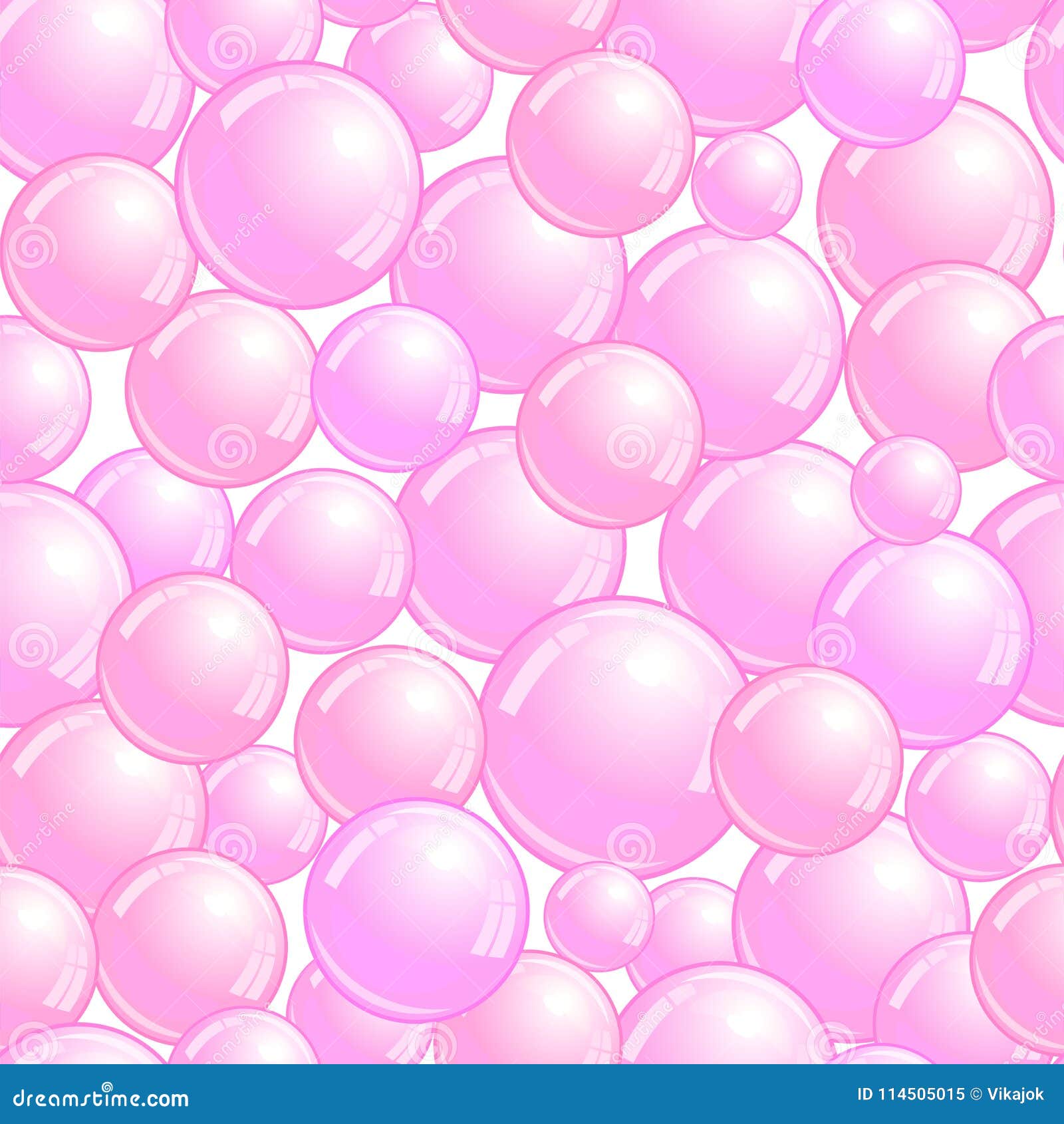 Seamless Pattern With Pink Bubbles, Realistic Bubbles Background, Pink ...