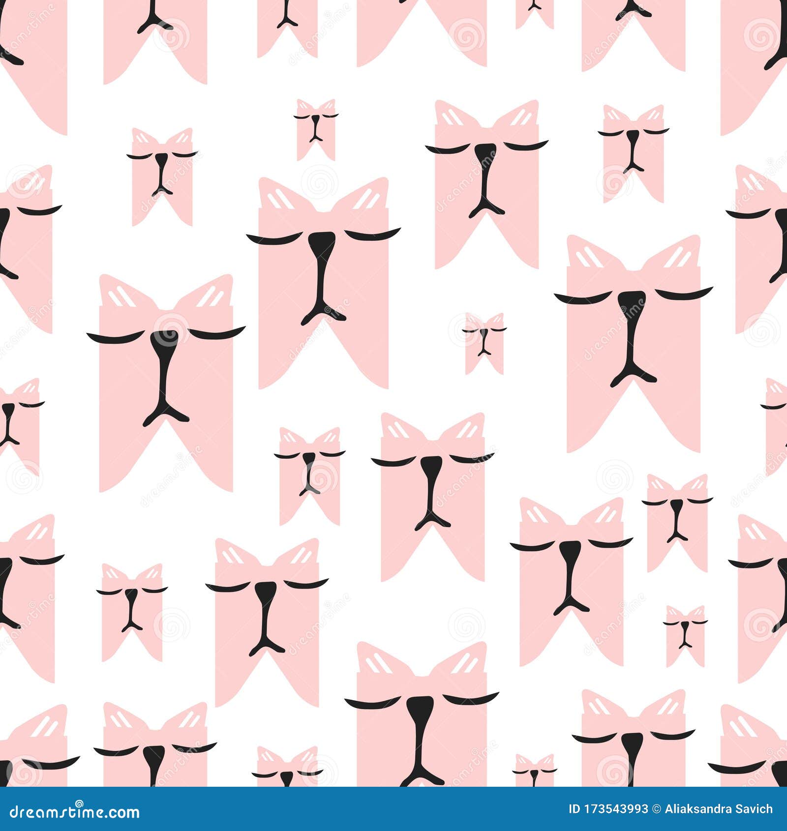 Seamless Pattern with Pink Cartoon Characters, Dog, Printable ...