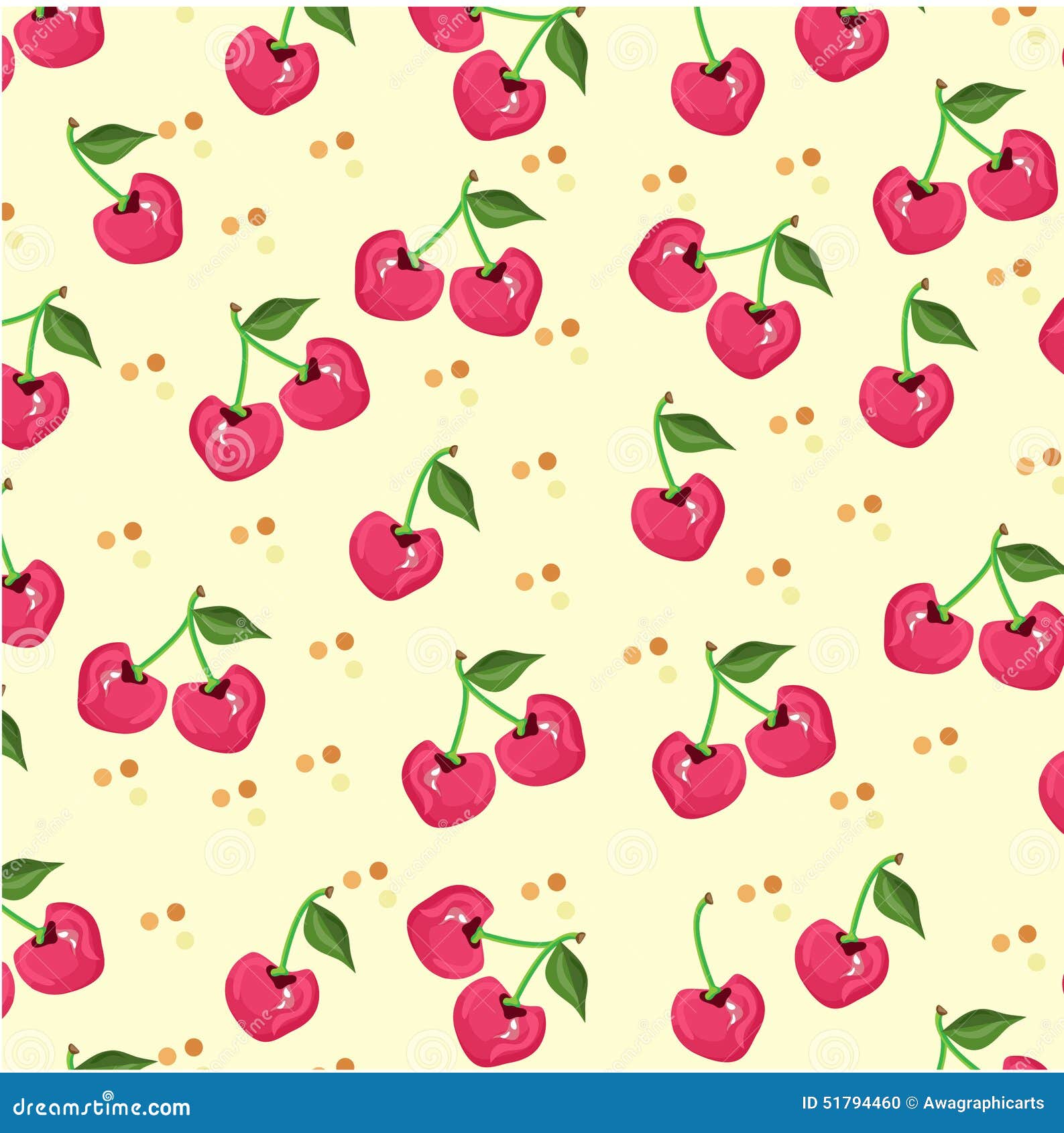 Seamless Pattern with Pink Cherries with Leaves Stock Vector ...