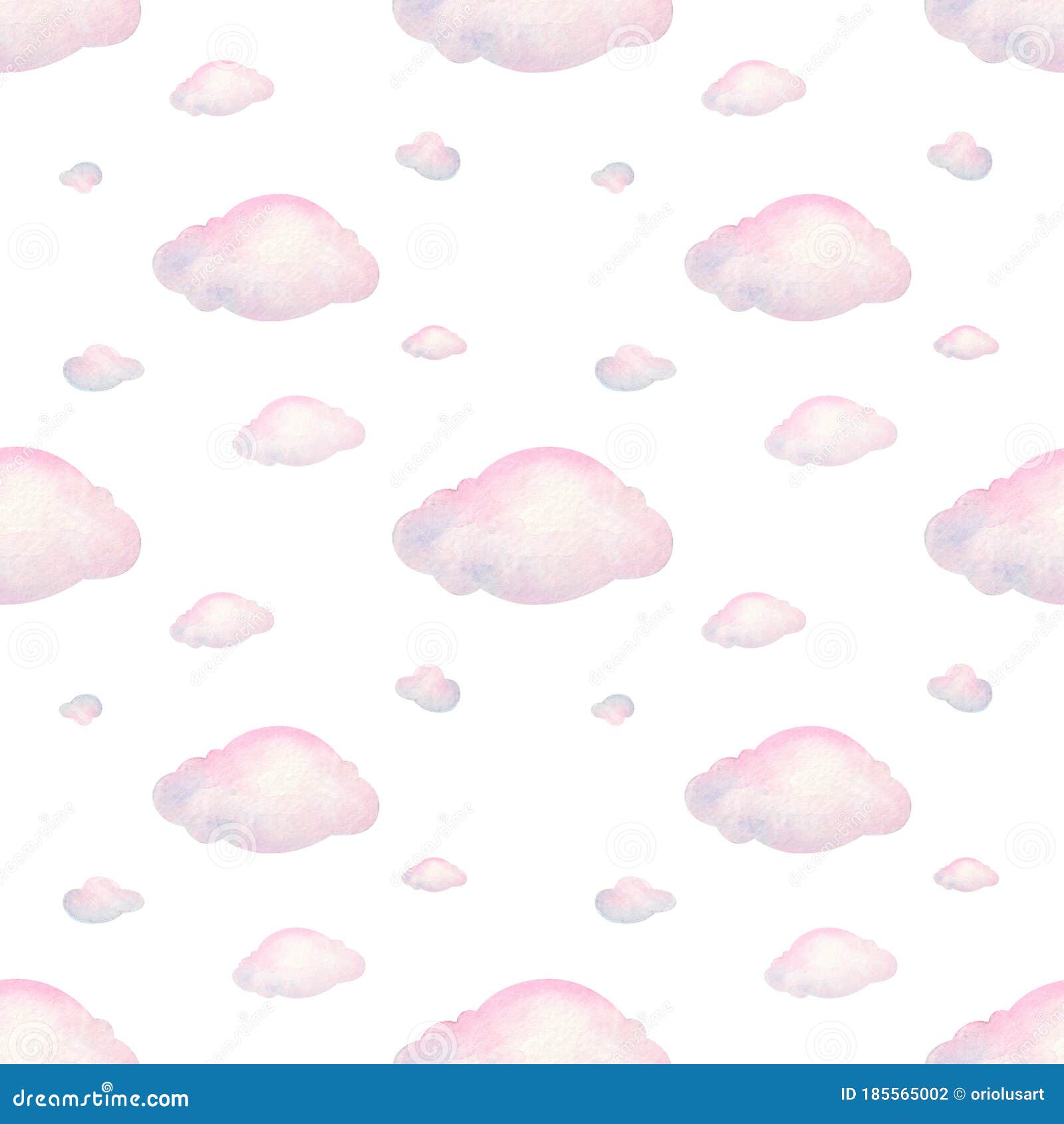 Seamless Pattern of Pink Clouds on White Stock Illustration ...