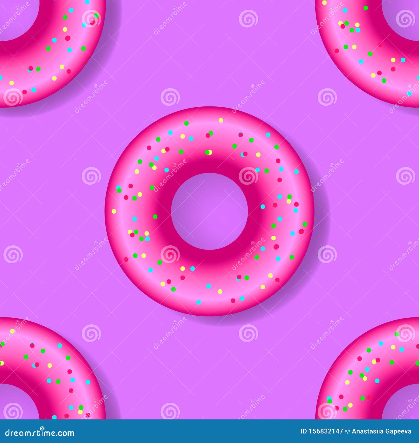 Seamless Pattern. Pink Donut Background. Vector Illustration Stock ...