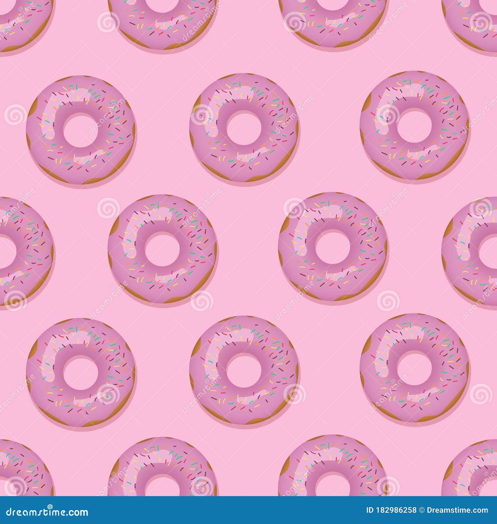 Seamless Pattern with Pink Donut Element Stock Vector - Illustration of ...