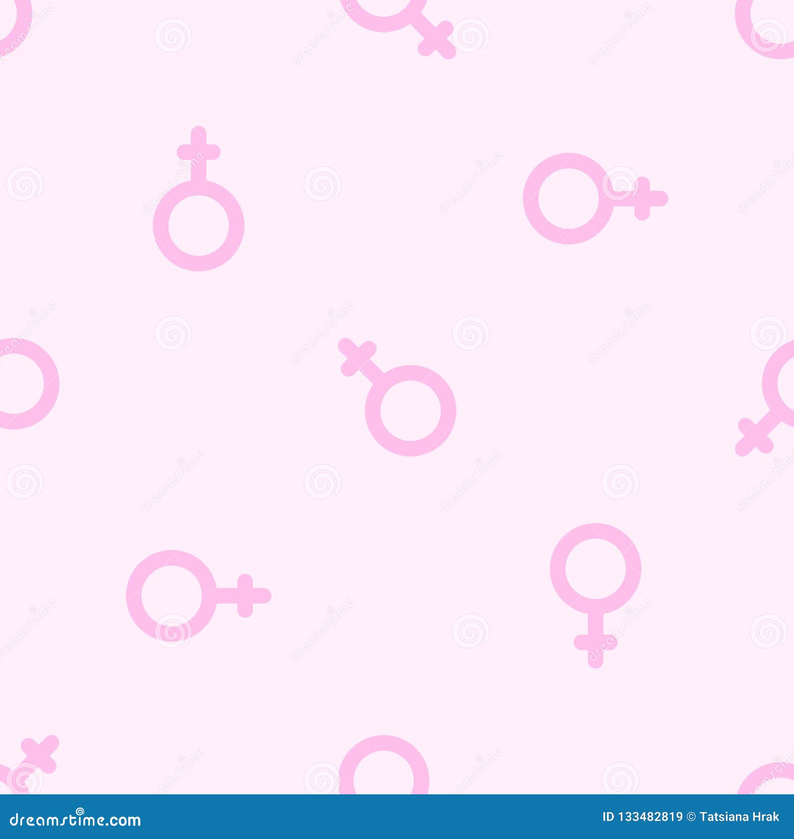 Seamless Pattern With Pink Female Venus Symbols Stock Vector