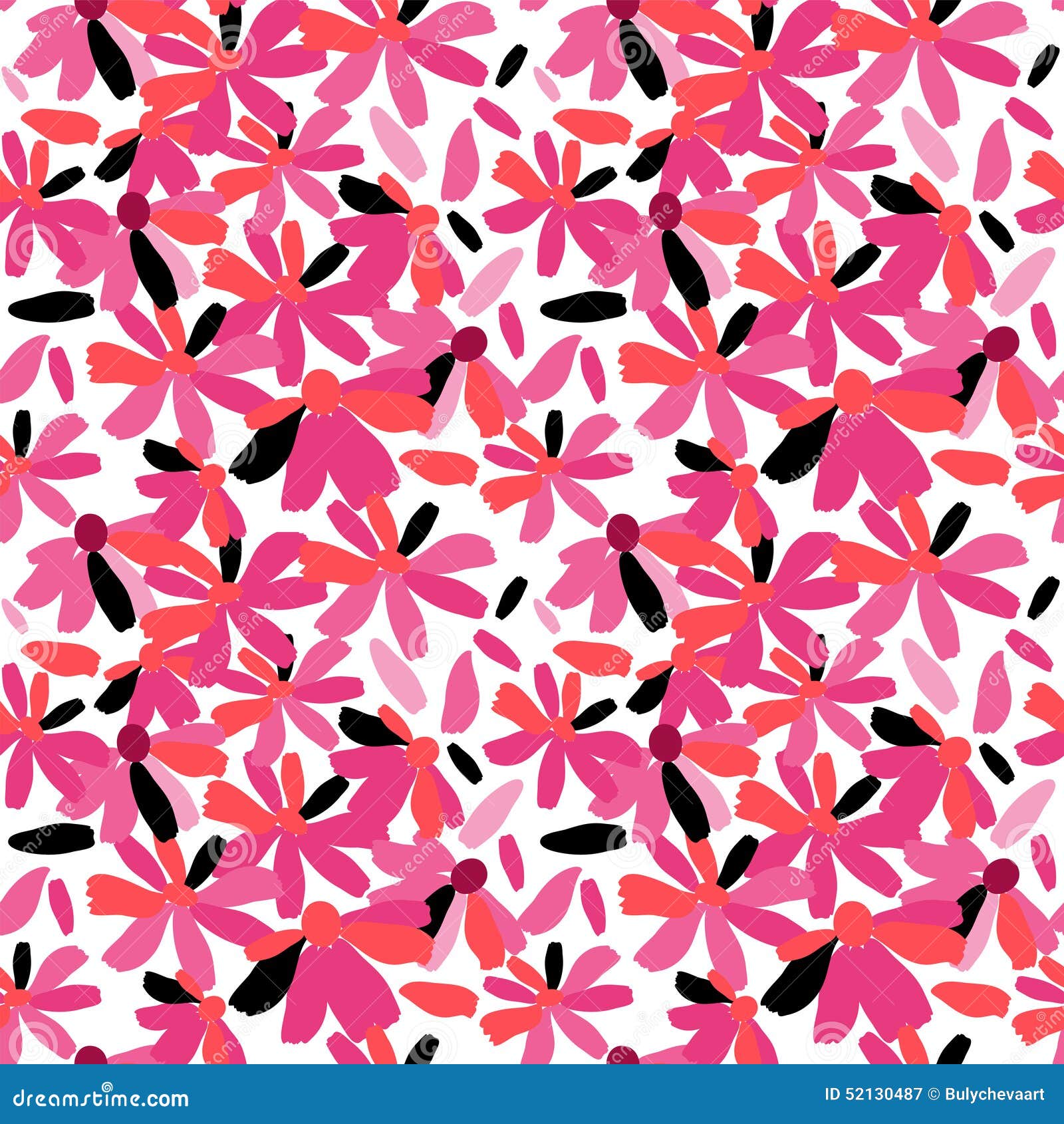 Seamless Pattern of Pink Flowers Stock Vector - Illustration of bloom ...