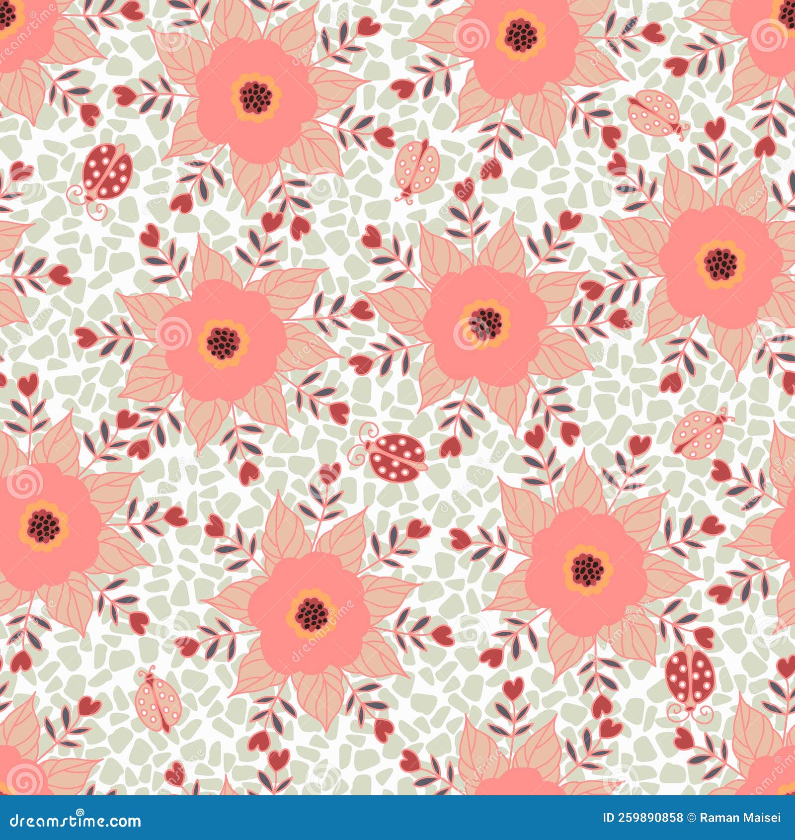 Seamless Pattern with Pink Flowers Stock Vector - Illustration of ...