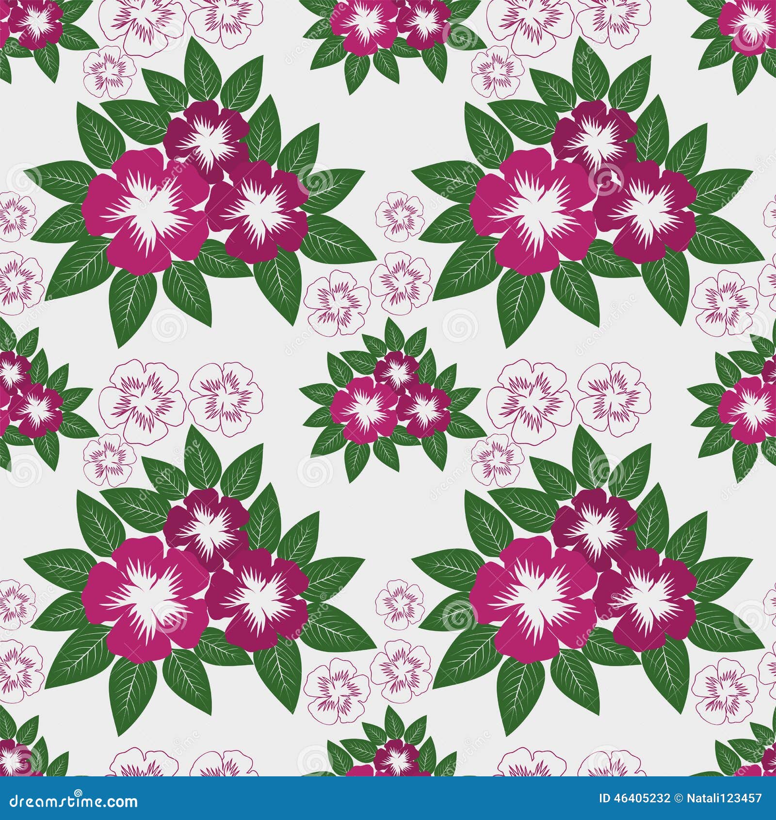 Seamless Pattern with Pink Flowers on White. Stock Vector ...