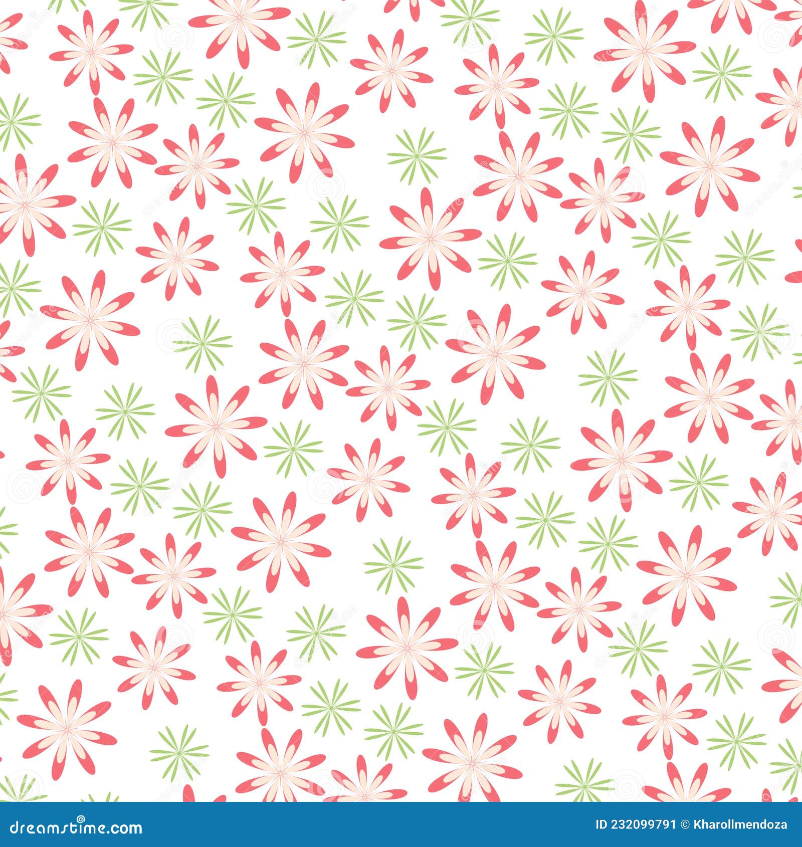 Seamless Pattern with Pink and Green Flowers Stock Vector ...