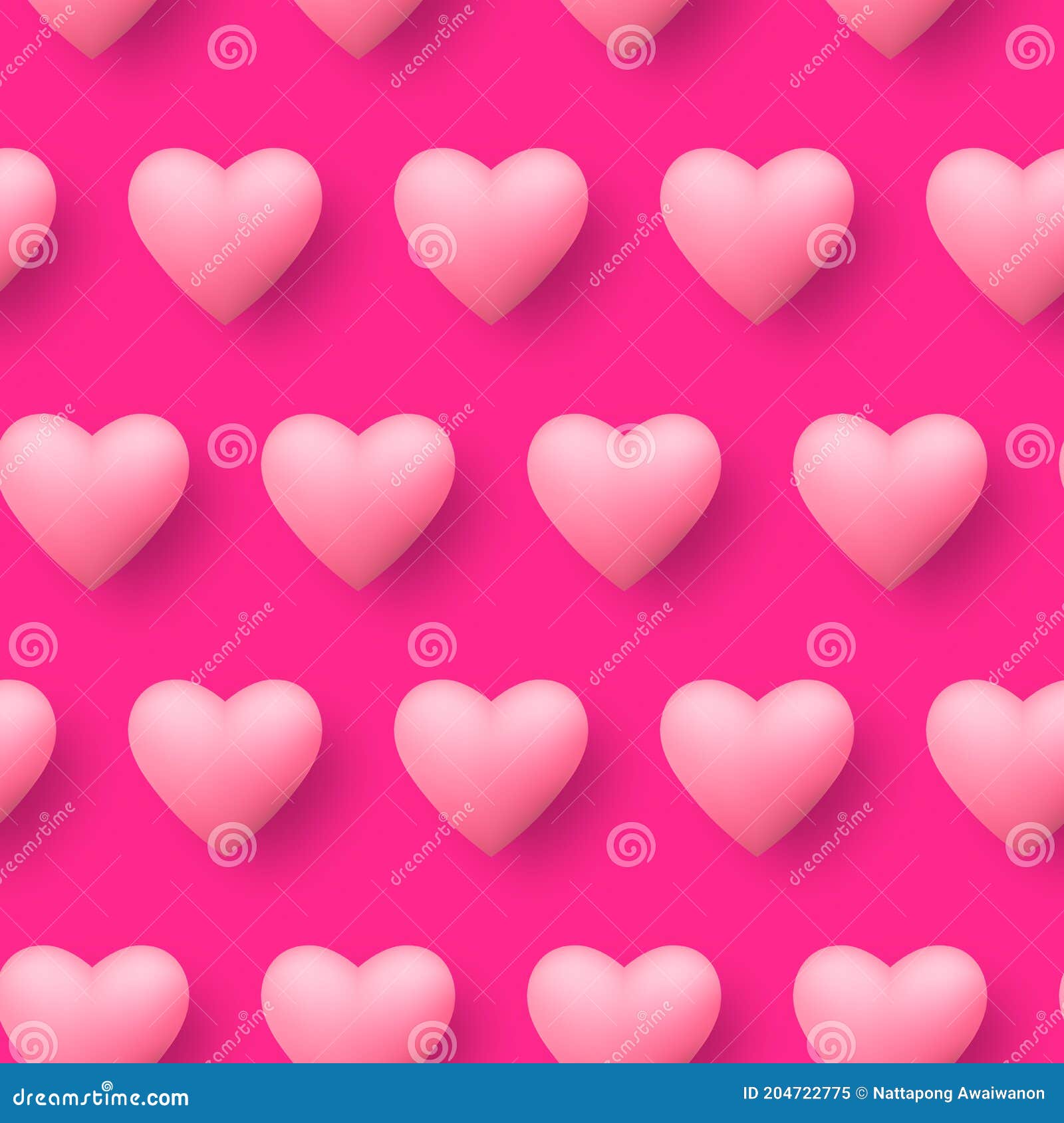 Seamless Pattern Pink Heart Continuously on Pink Vector Background ...